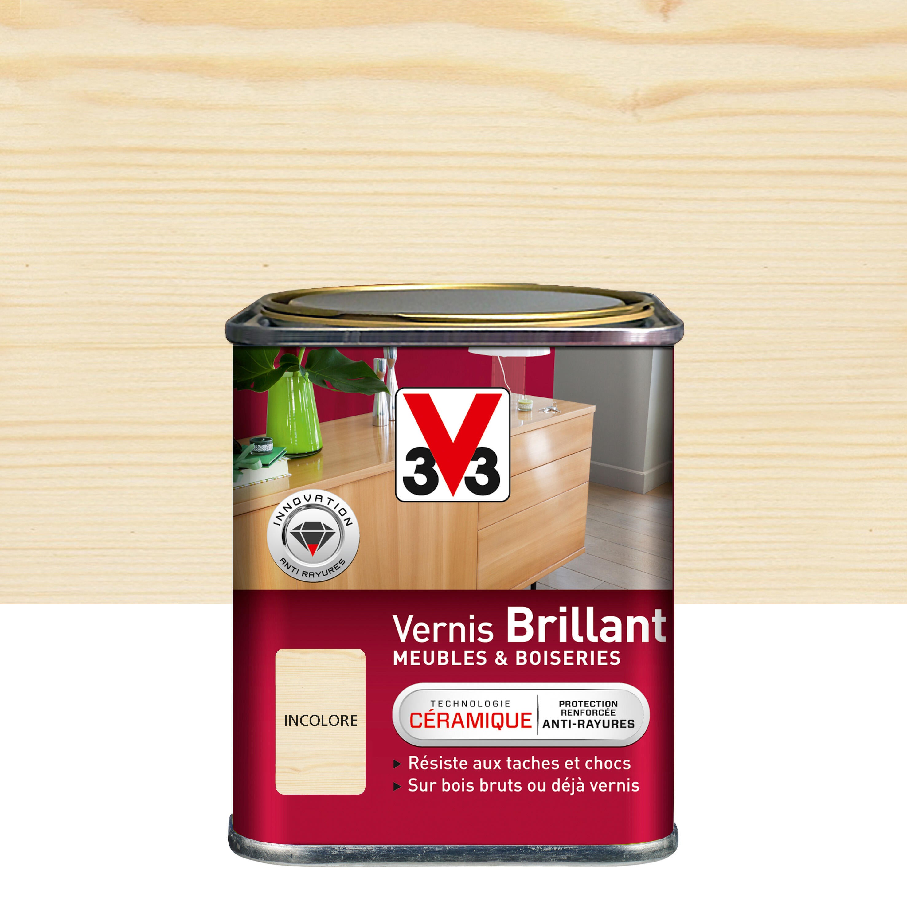 Vernis meuble et objet V33, incolore brillant, 0.25l | Leroy Merlin