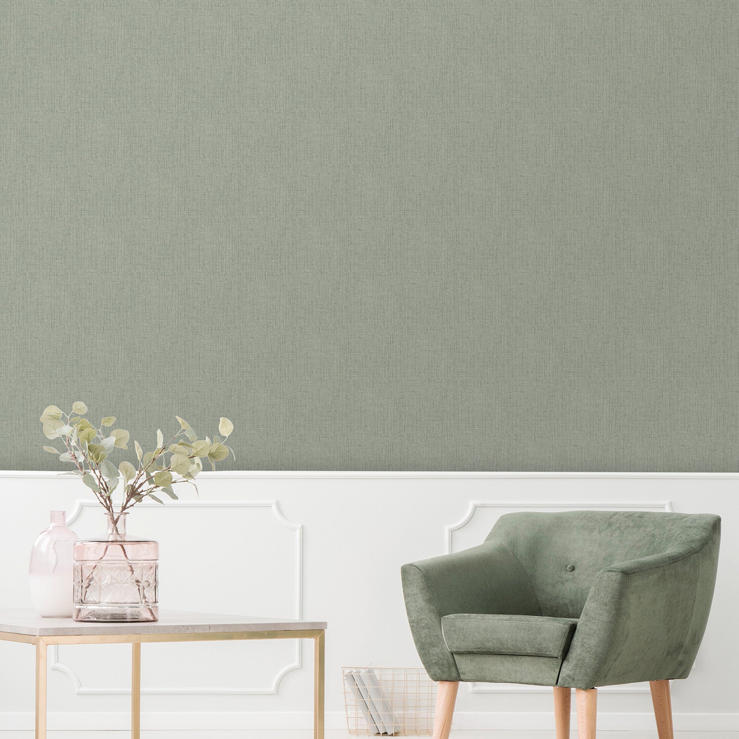 Papier peint intissé Couleur et matiere vert clair | Leroy Merlin