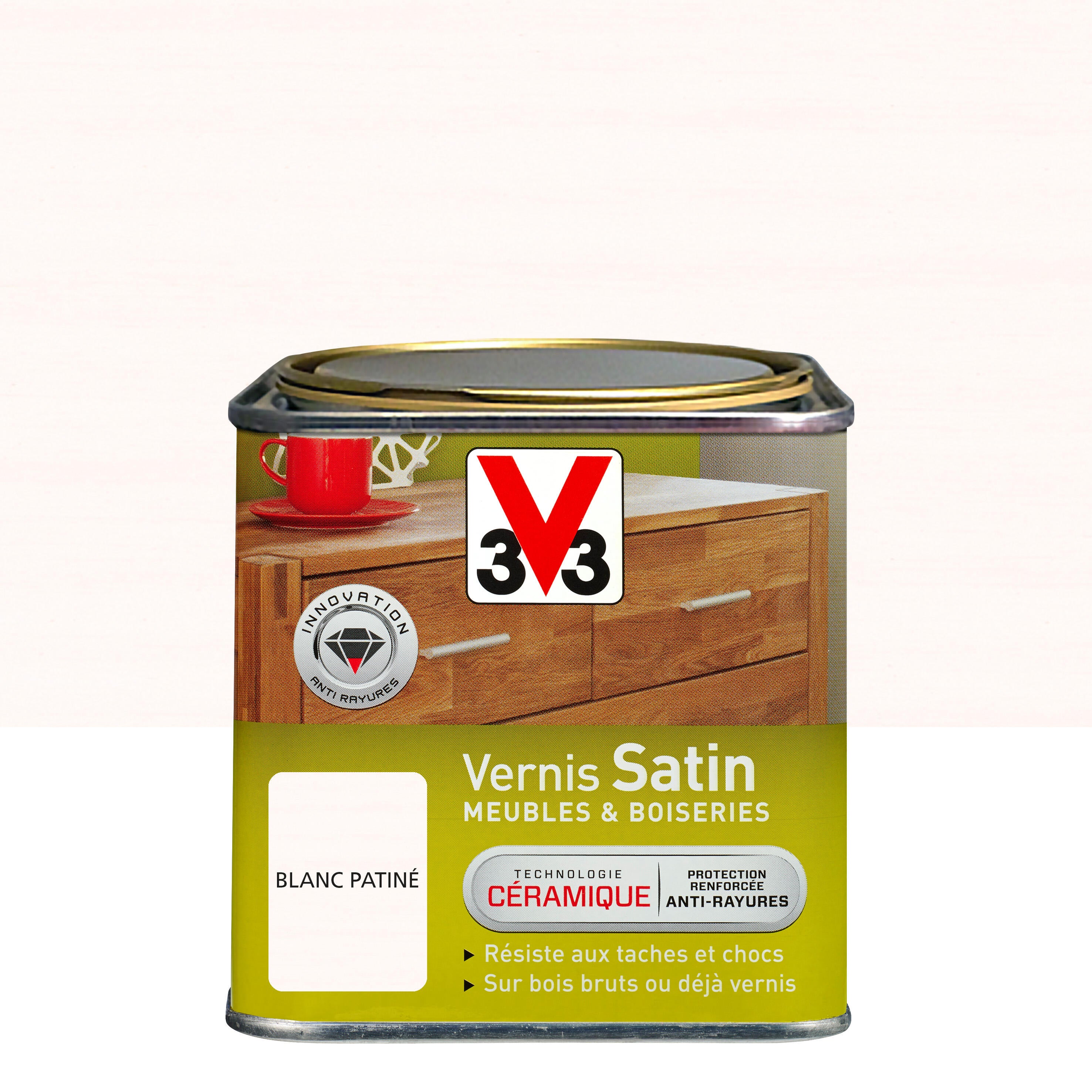Vernis meuble et objet V33, blanc patine satiné, 0.75l | Leroy Merlin