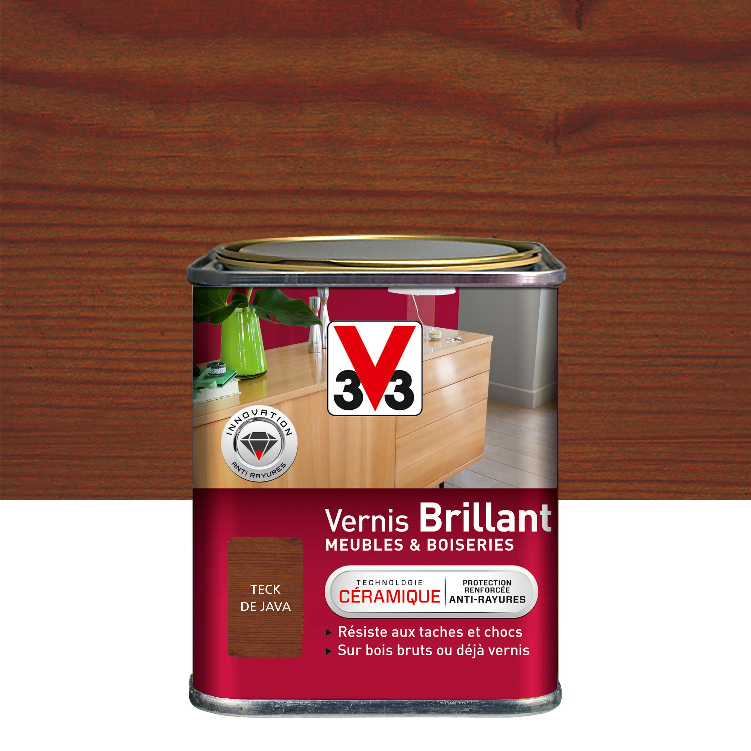 Vernis meuble et objet V33, teck de java brillant, 0.25l | Leroy Merlin