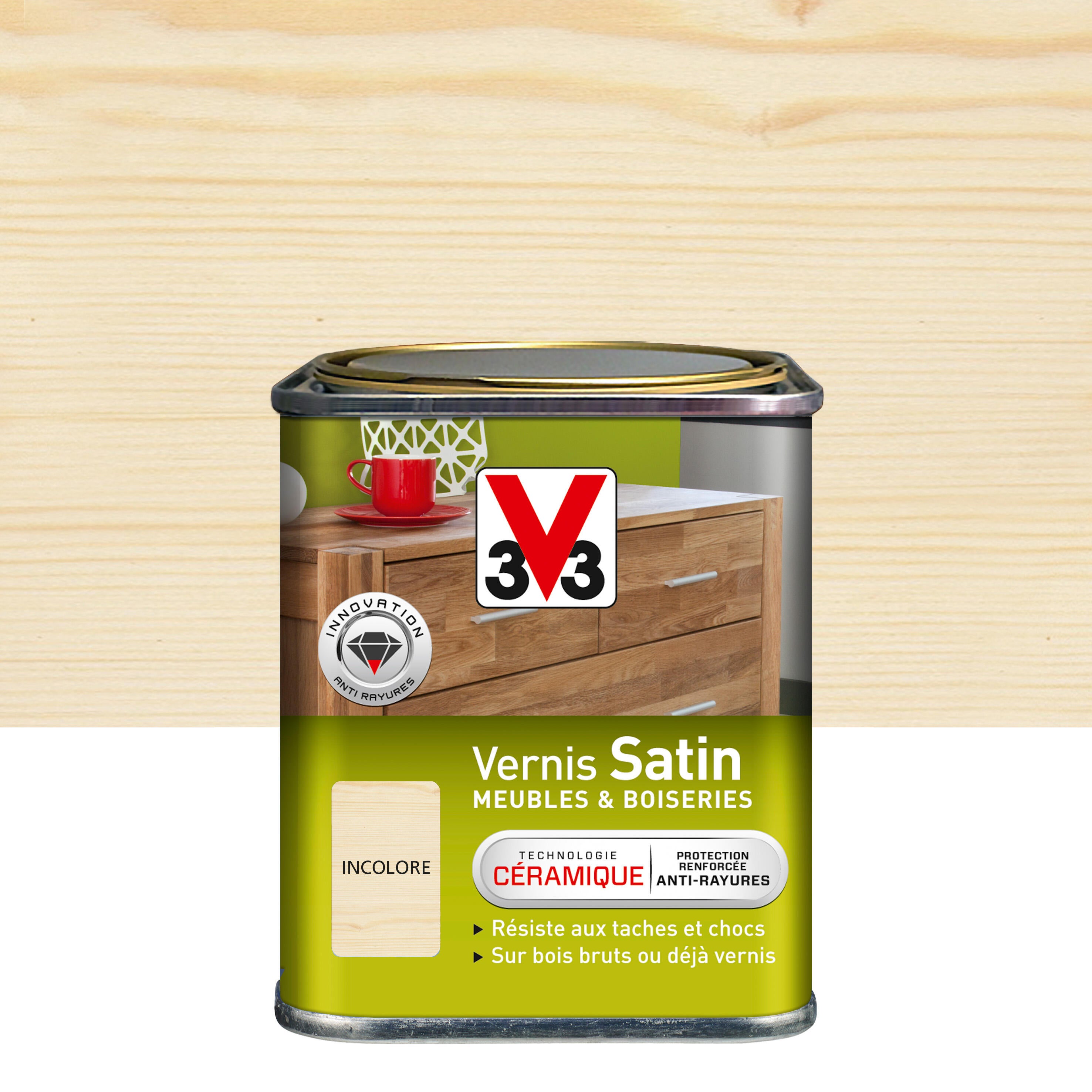 Vernis meuble et objet V33, incolore satiné, 0.25l | Leroy Merlin