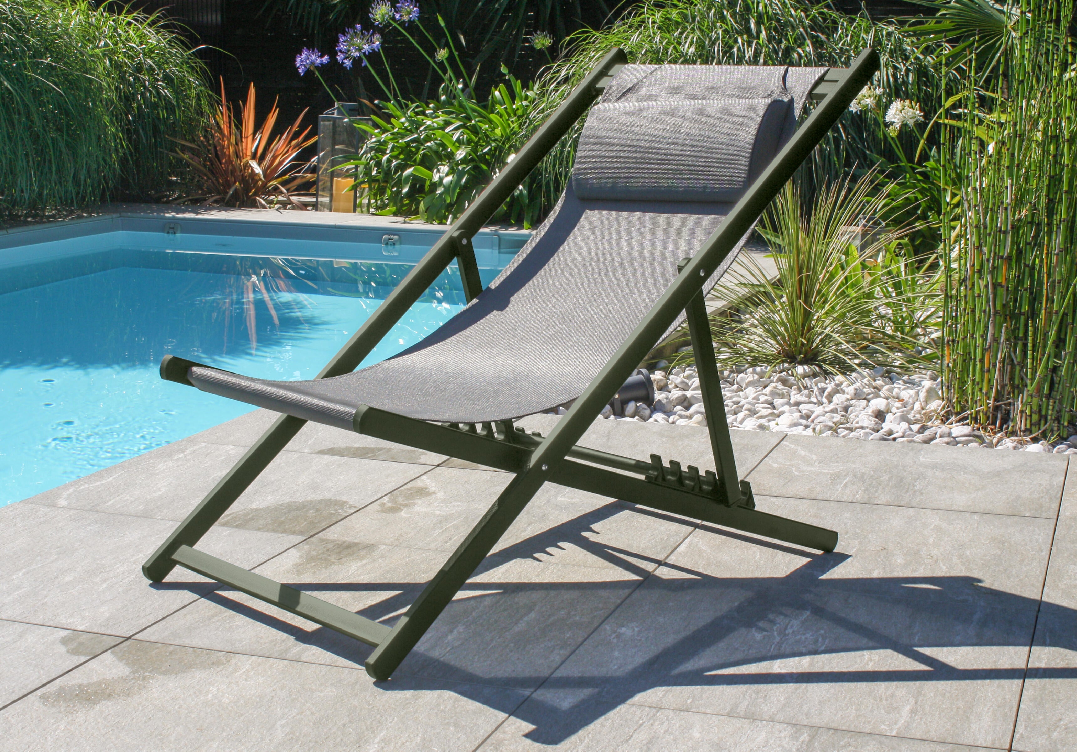 Chilienne textilène en aluminium Julia, vert kaki | Leroy Merlin