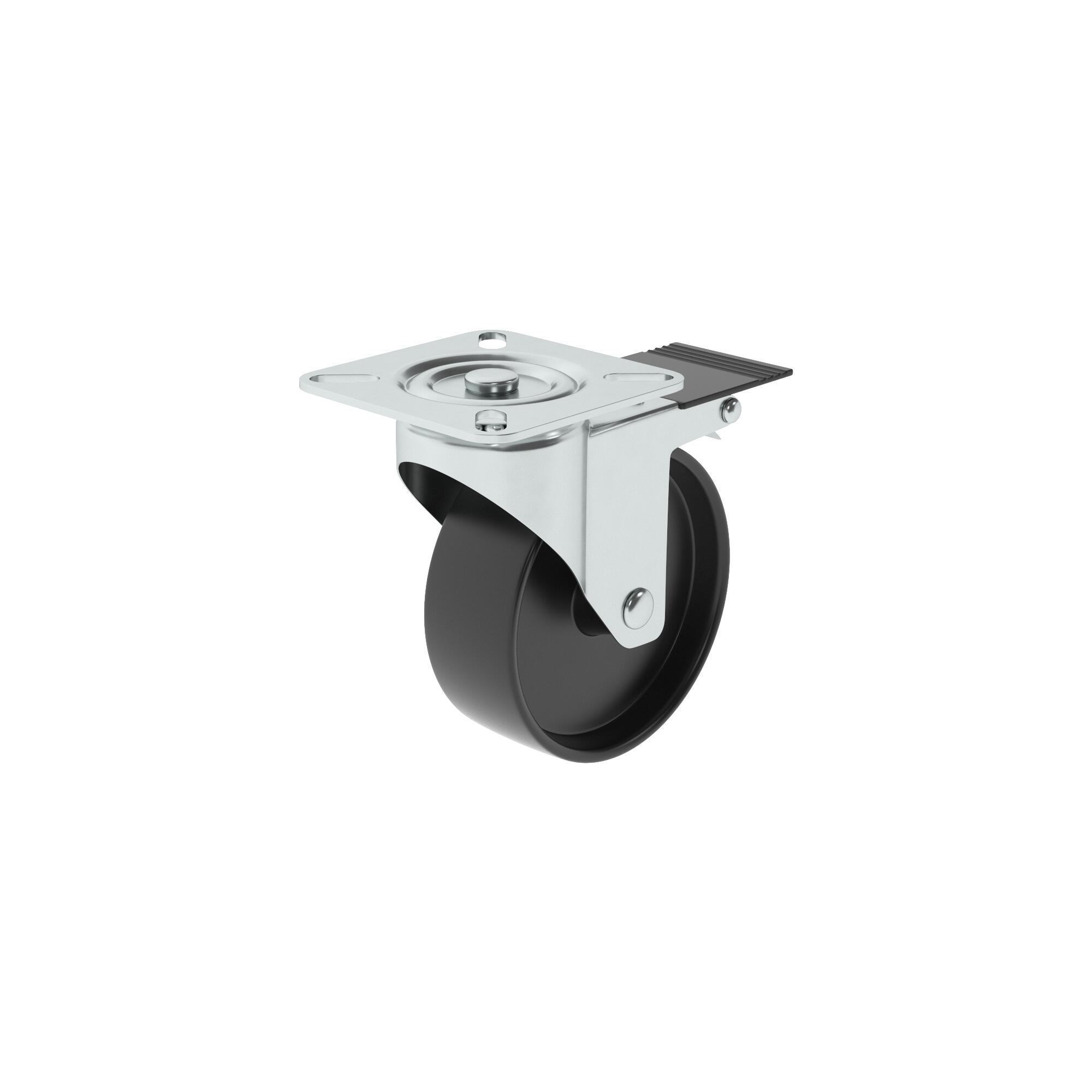 Roue pivotante sur plaque diam.75 mm avec frein | Leroy Merlin