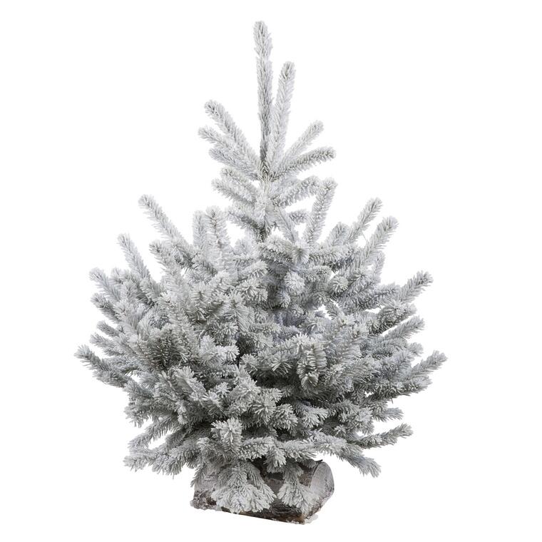 Sapin naturel Pungens glacé blanc H100/120 cm + bûche | Leroy Merlin