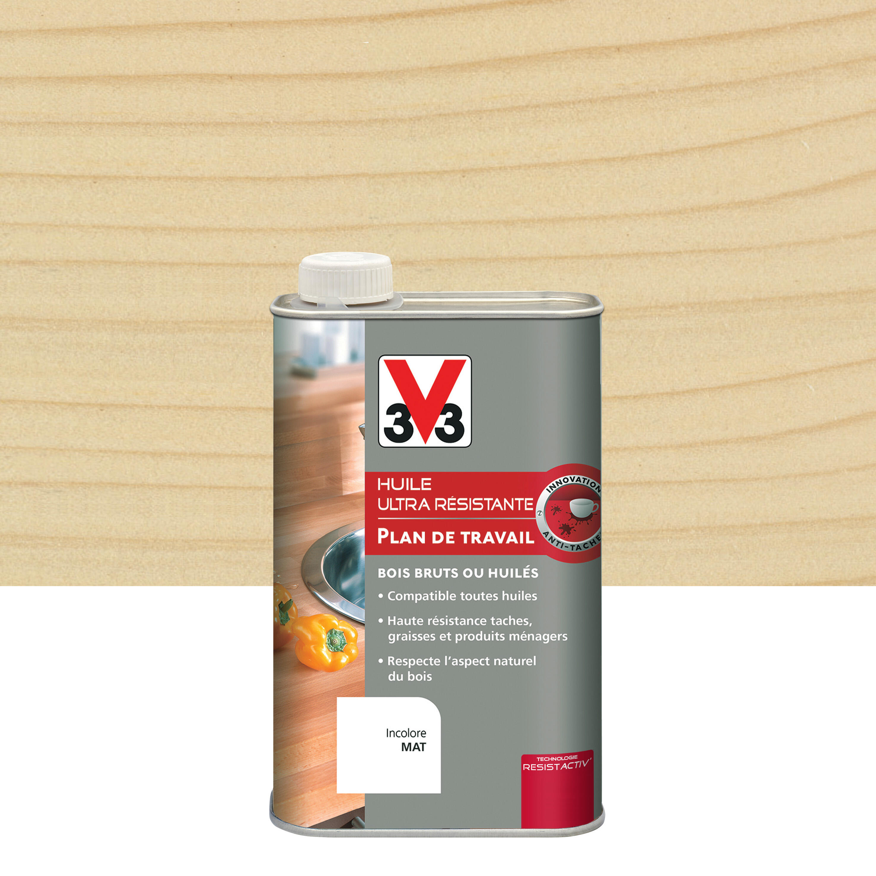 Huile bois intérieur plan de travail V33, incolore Resist'activ mat, 0 ...