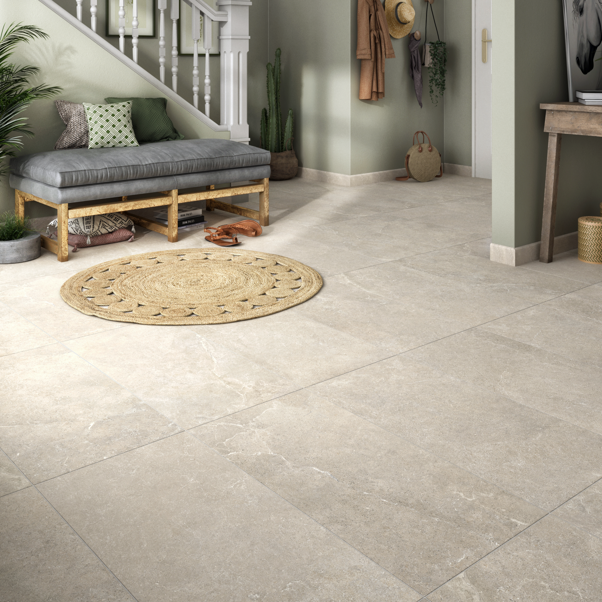 Carrelage effet pierre beige Impulse l.37 x L.75 cm | Leroy Merlin