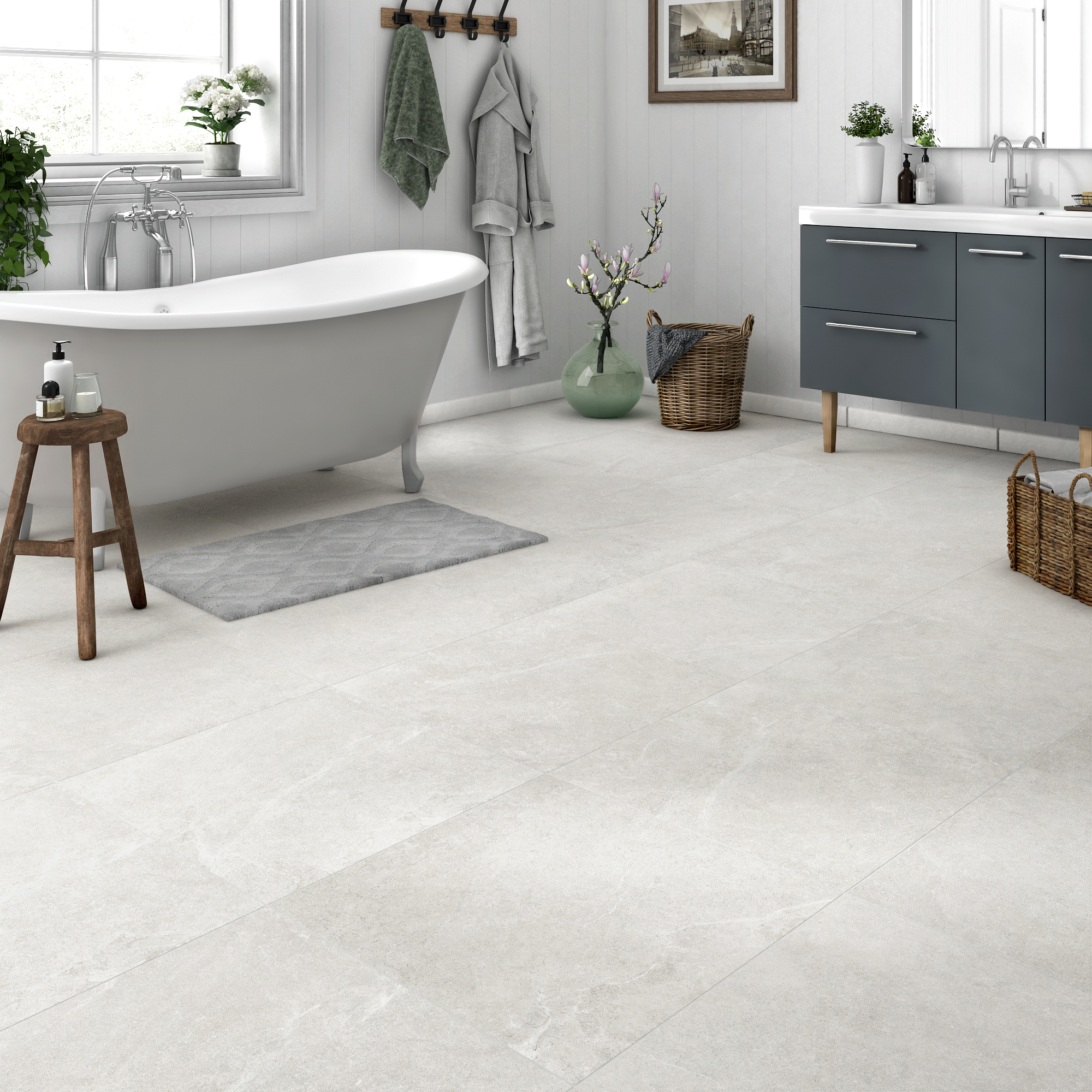 Carrelage sol / mur effet pierre gris clair Impulse l.60 x L.60 cm ...