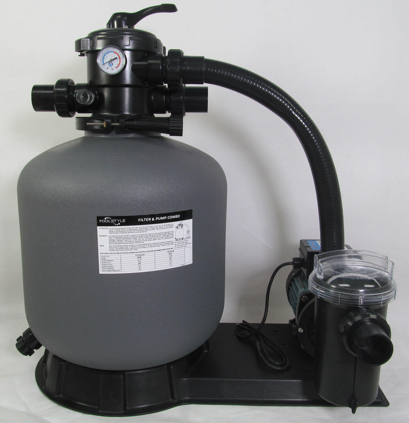 Kit de filtration à sable sur platine Poolstyle 11m3 d500 v6v 3/4cv ...