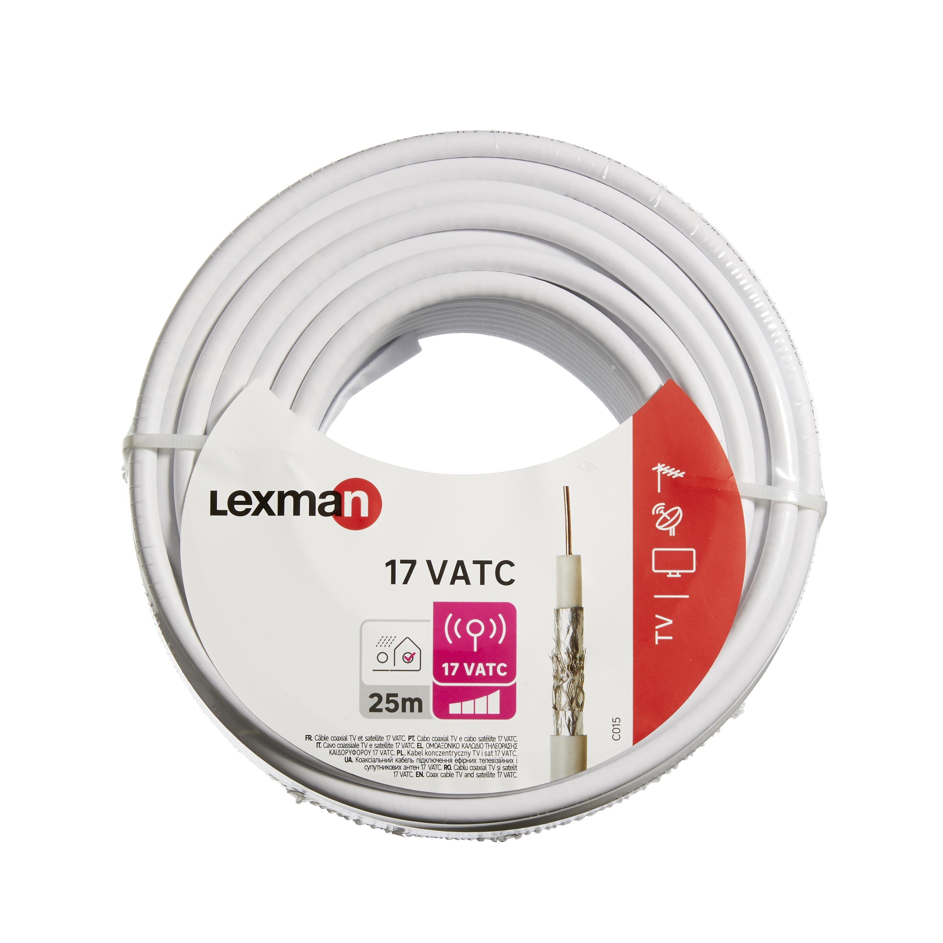 Câble antenne tv coaxial, 17 VATC, 25m, LEXMAN | Leroy Merlin