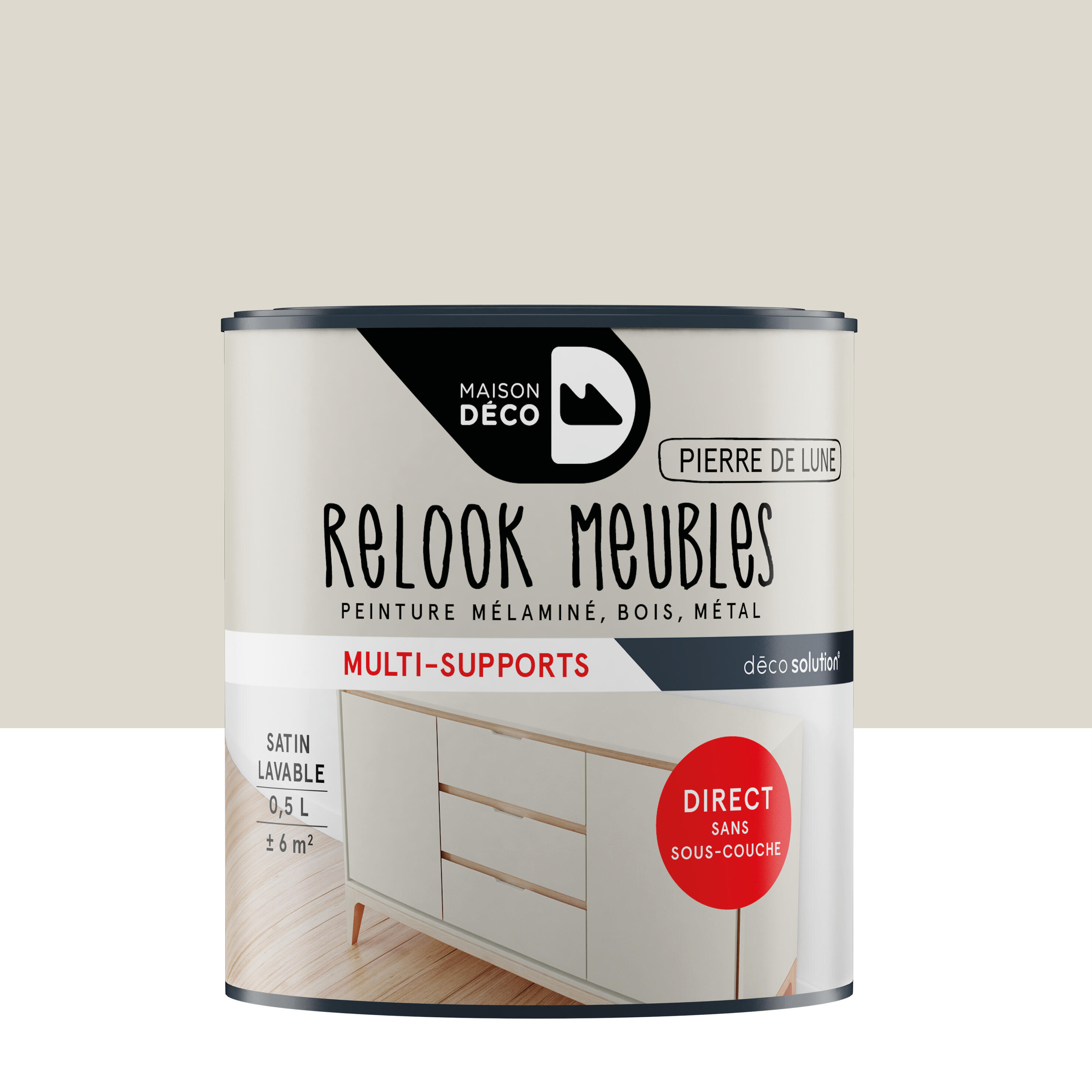 Peinture pour meuble Relook MAISON DECO pierre de lune satiné 0.5 l ...