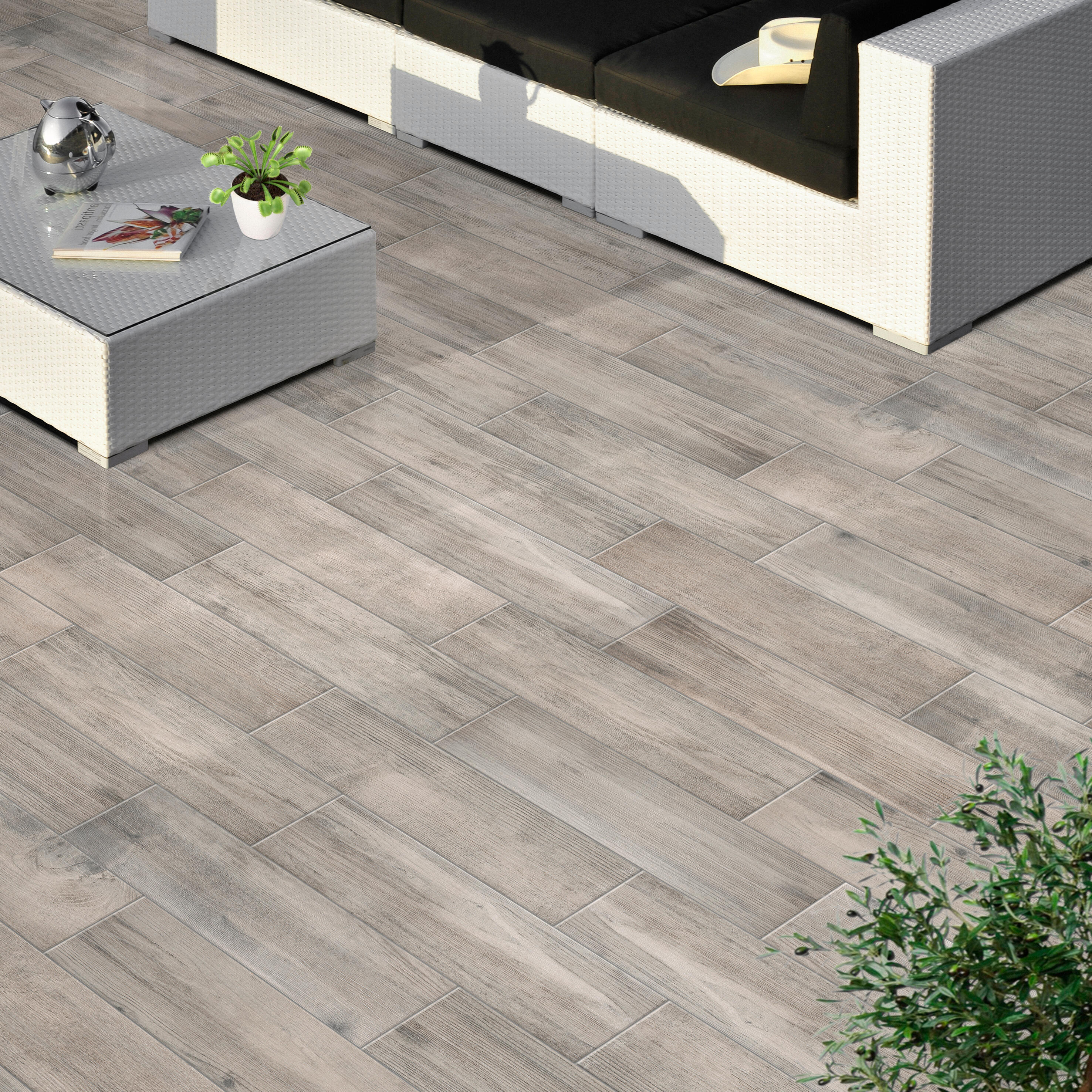 Carrelage sol extérieur effet bois gris Ara l.17.8 x L.62.8 cm | Leroy ...