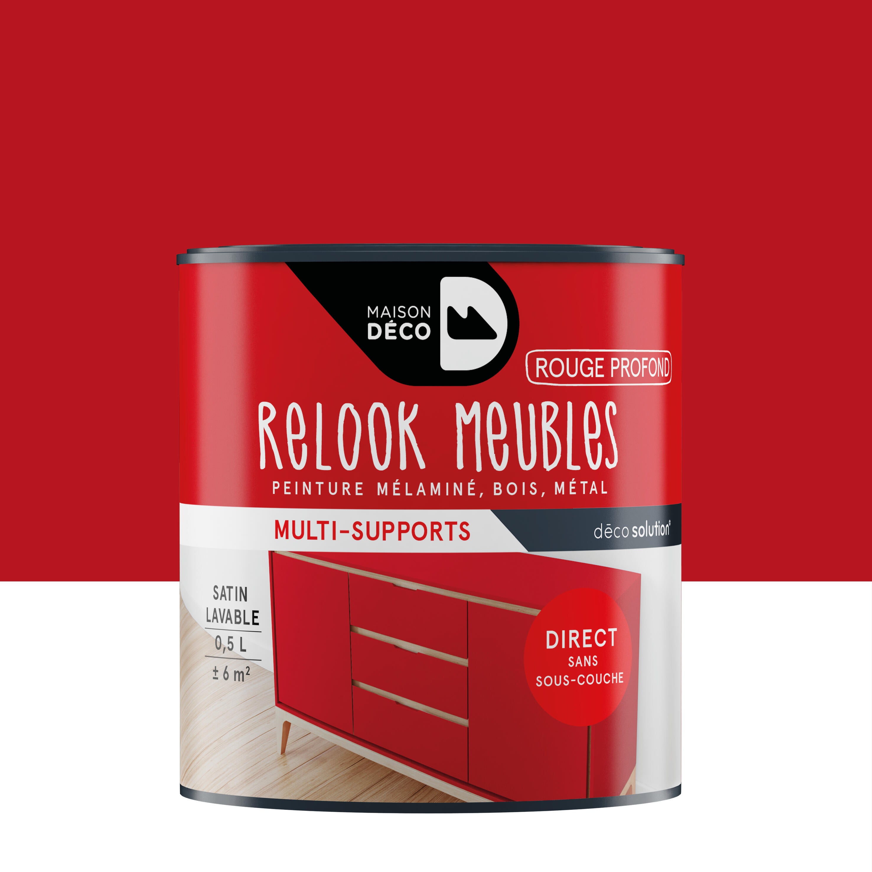 Peinture pour meuble Relook MAISON DECO rouge profond satiné 0.5 l ...