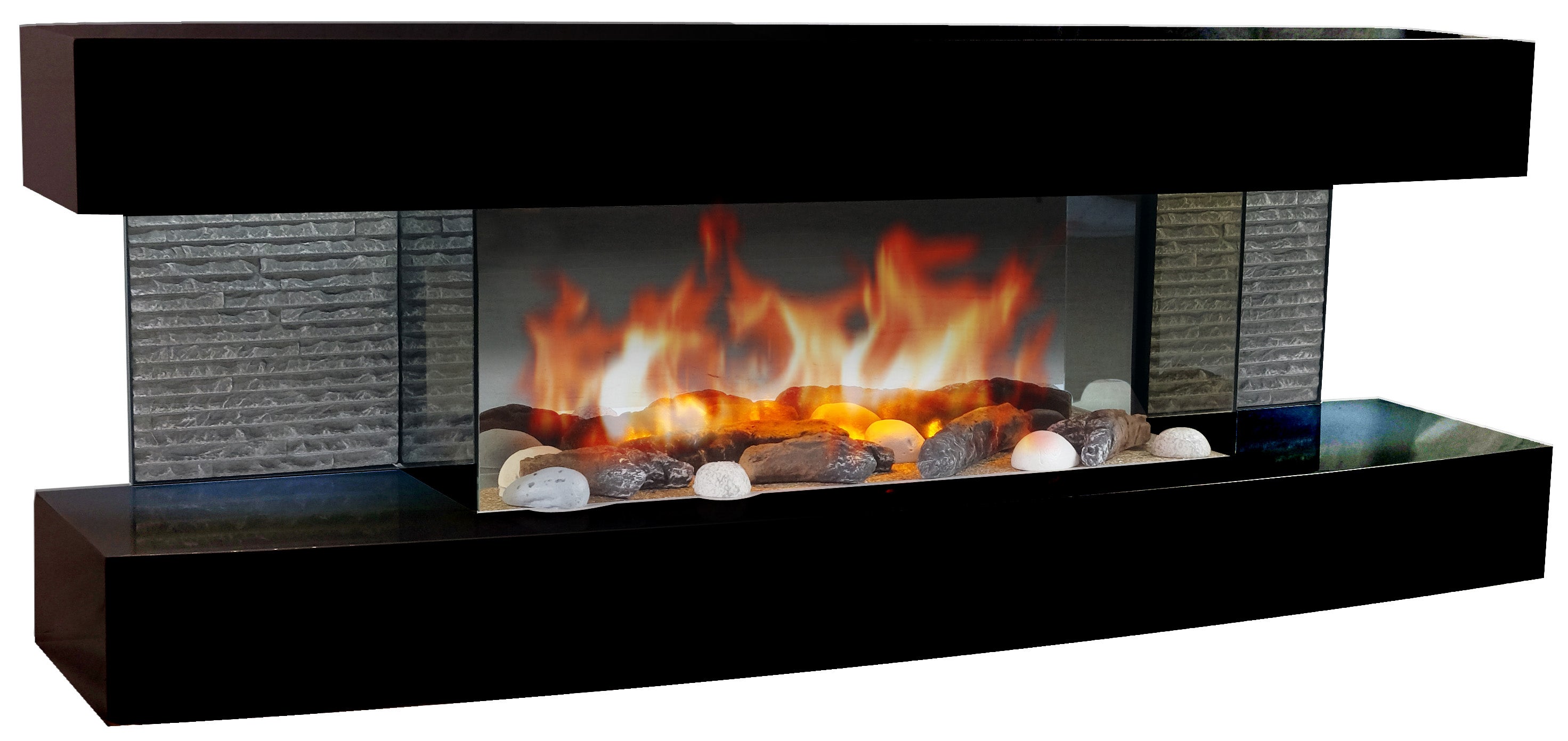 Chemin'Arte Cheminée électrique Murale Lounge Noire 120 cm, Effet ...