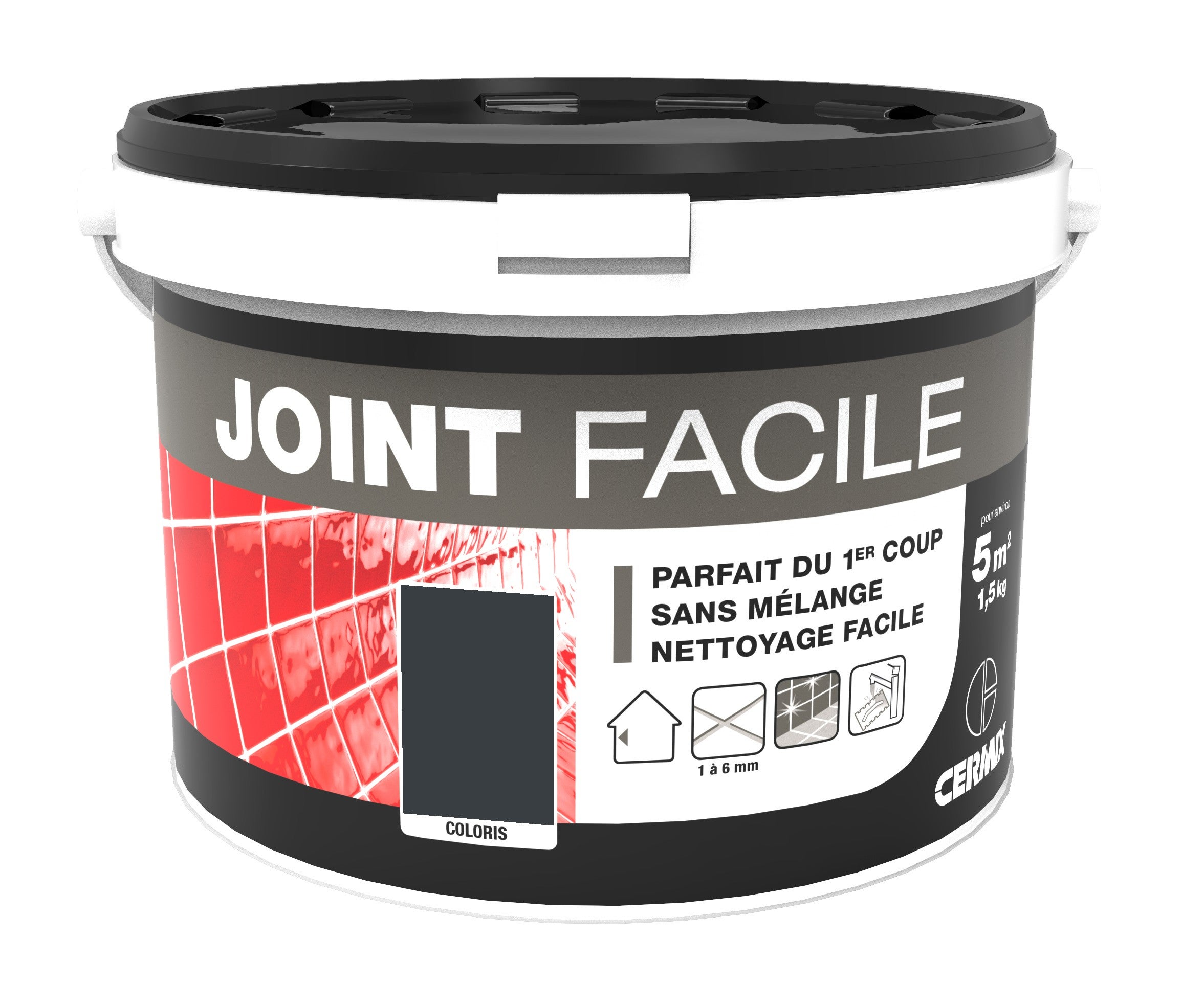 Pâte à joint carrelage CERMIX gris foncé 1.5 kg, 5 m² Joint facile ...