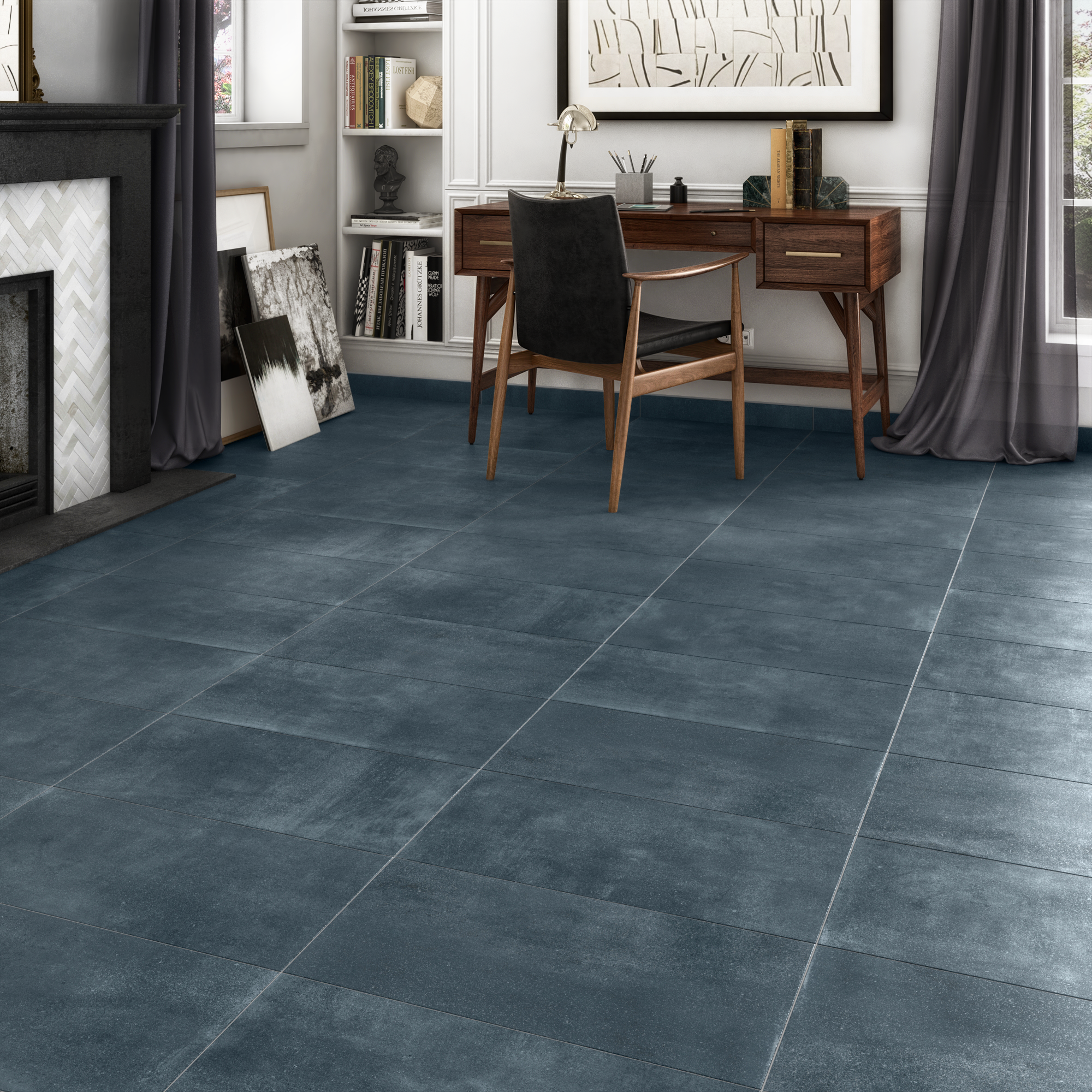 Carrelage effet béton bleu Blue l.30 x L.60 cm | Leroy Merlin