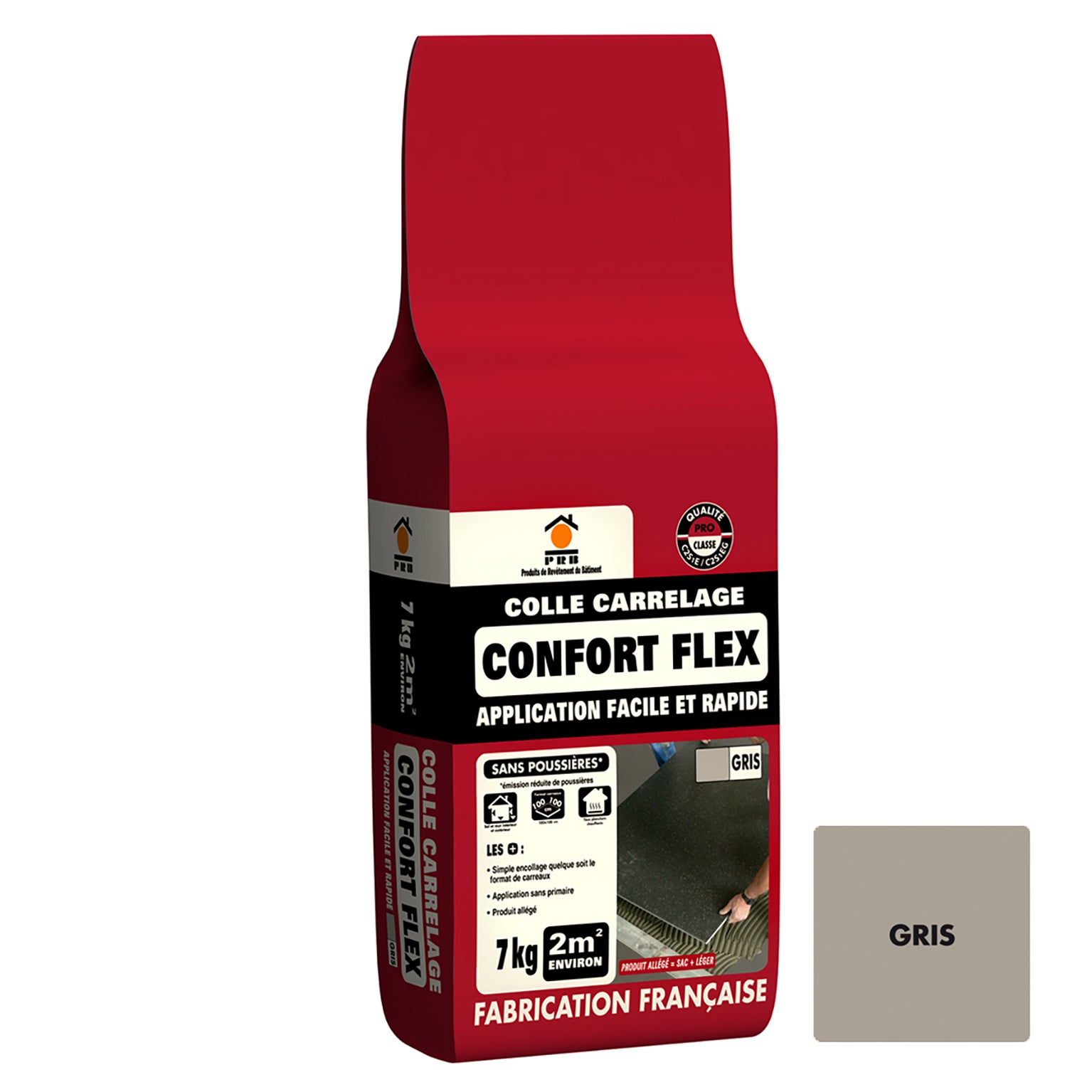 Mortier colle Confort flex mur / sol gris PRB 7 Kg | Leroy Merlin