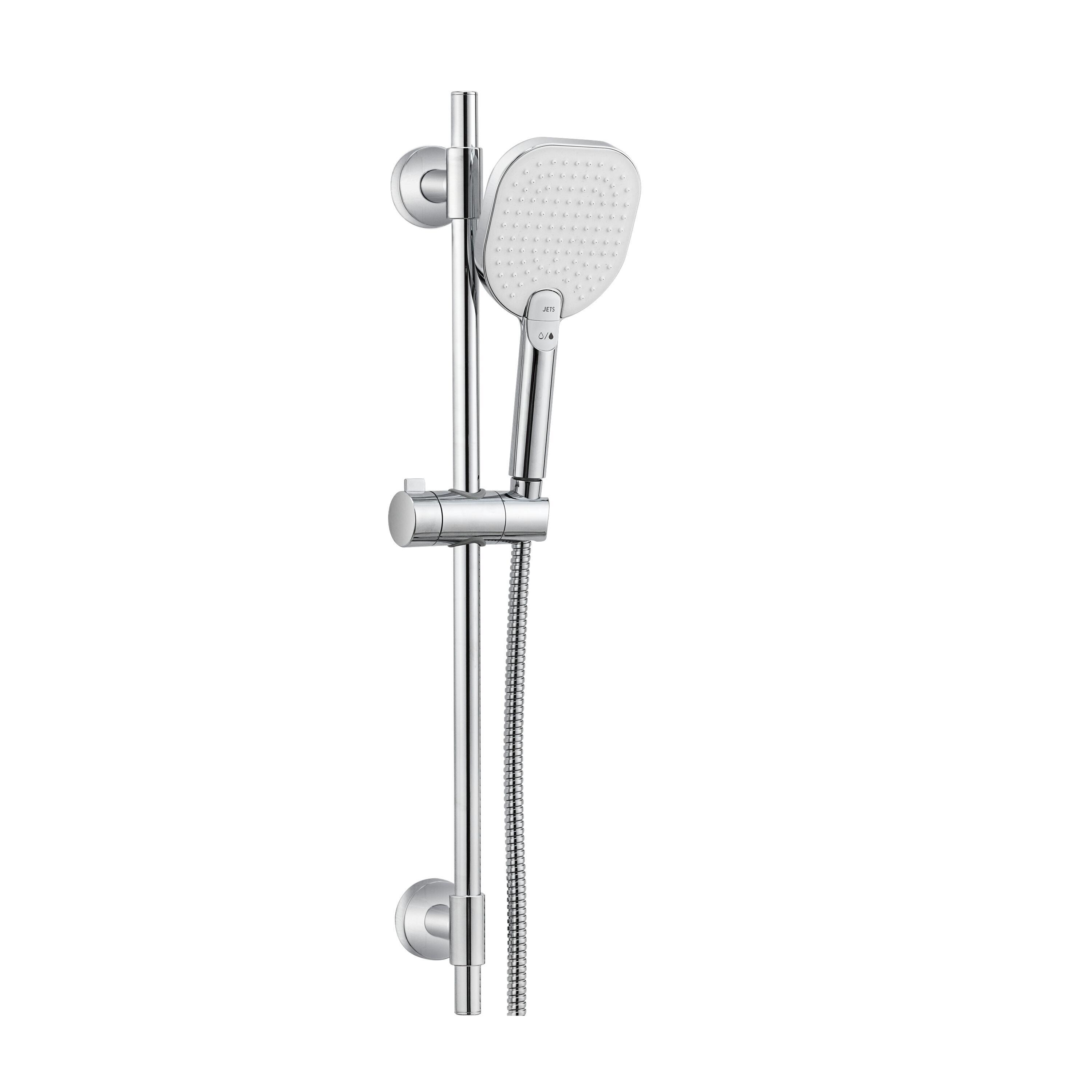 Pommeau de douche 3 jets, flexible et barre chrome SENSEA Remix | Leroy ...