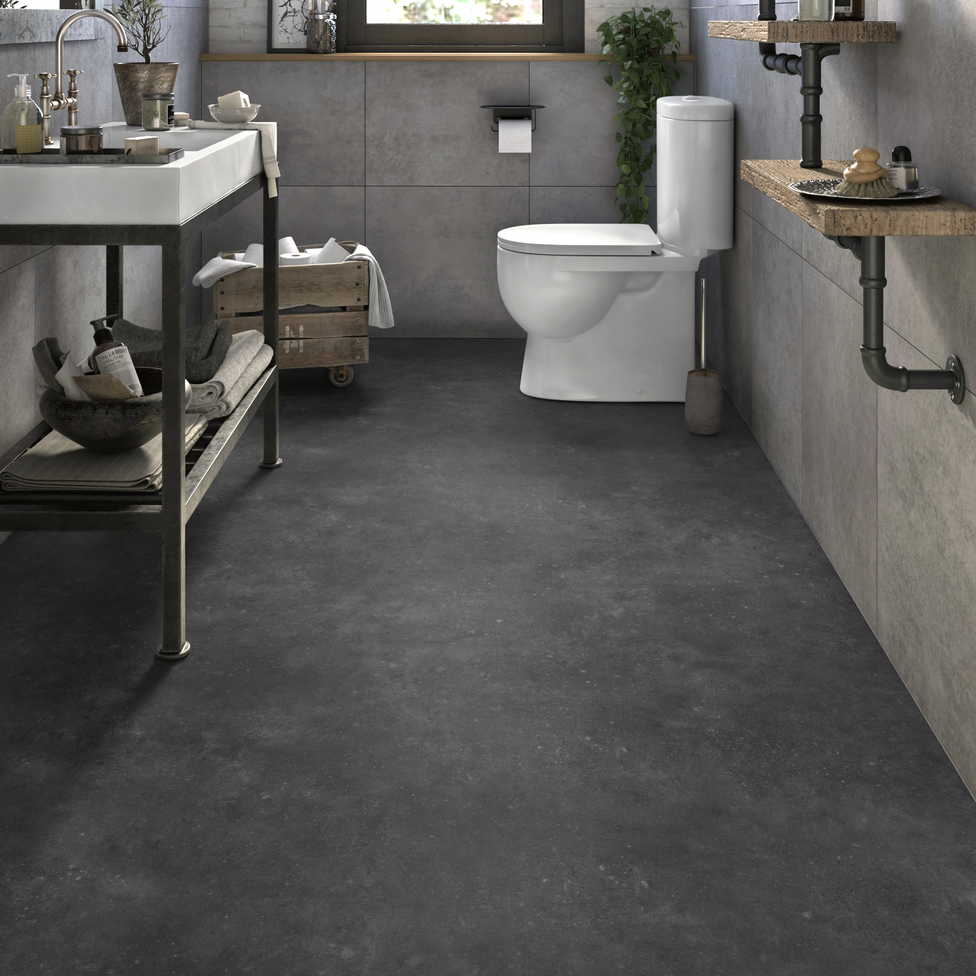 Rouleau vinyle imitation matériau Primetex leone anthracite GERFLOR ...