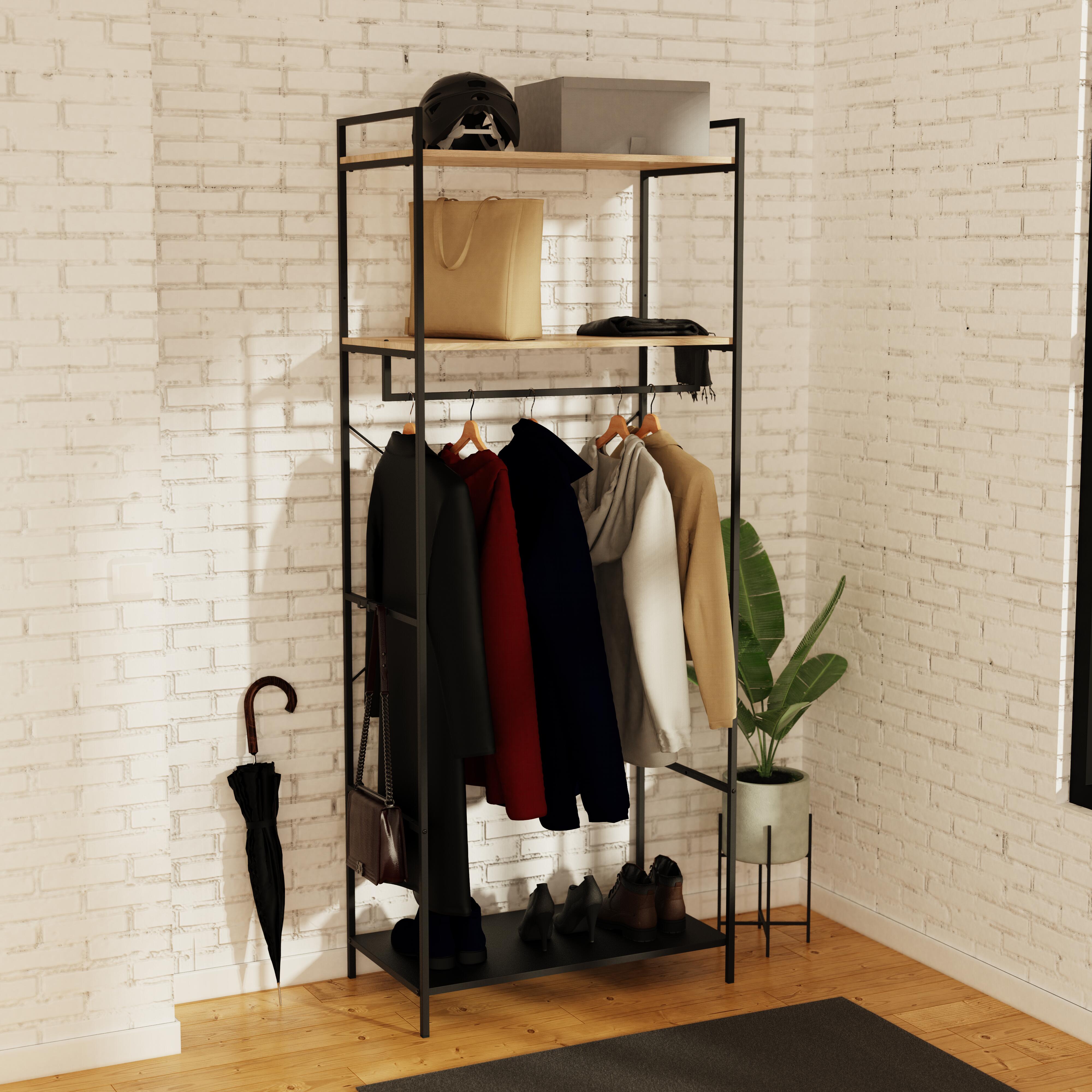Portant vêtement SPACEO Frame chêne/noir H.200 x P.45 cm | Leroy Merlin