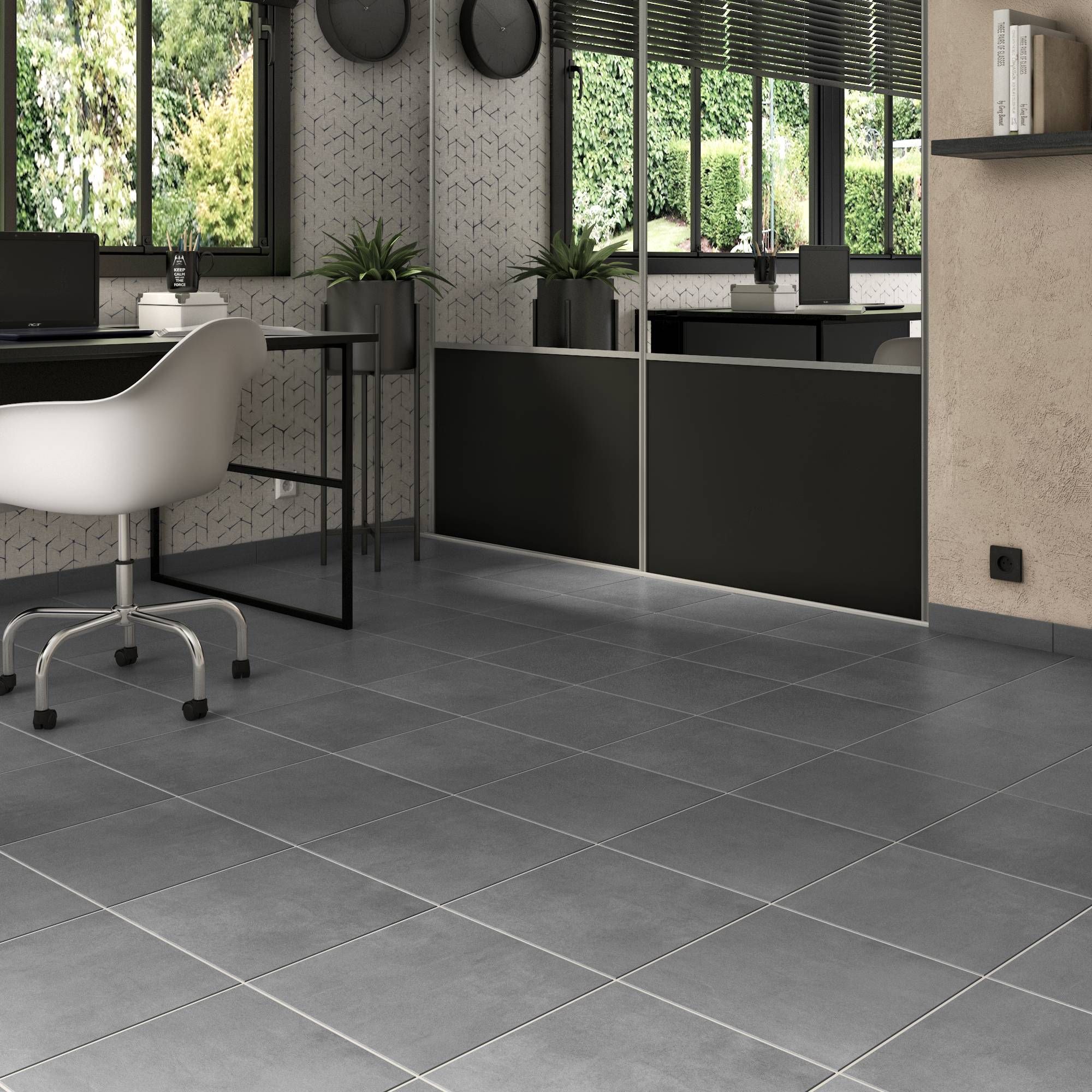 Carrelage sol intérieur / mur intérieur effet béton anthracite Shade l ...