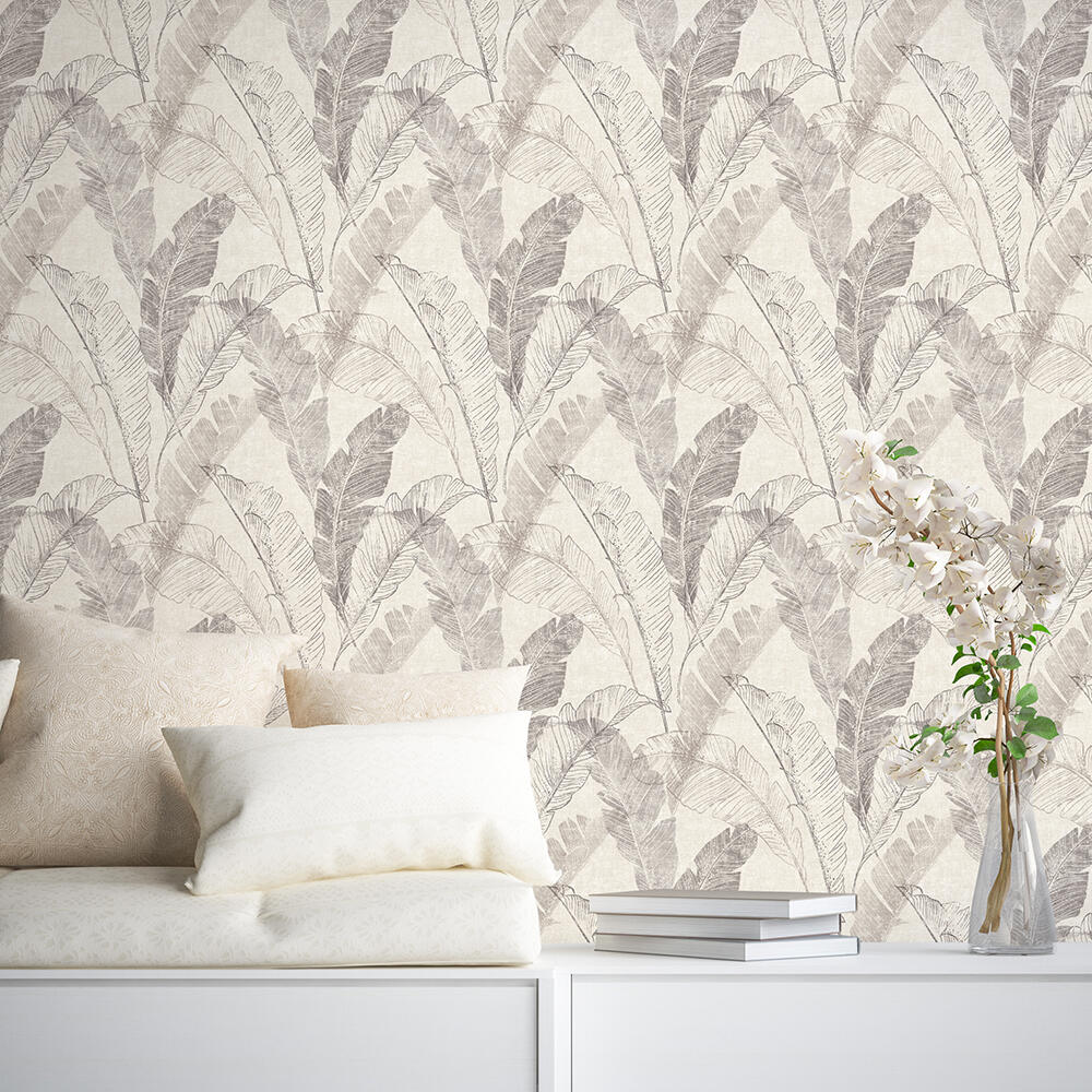 Papier peint intissé Capri tropical beige | Leroy Merlin