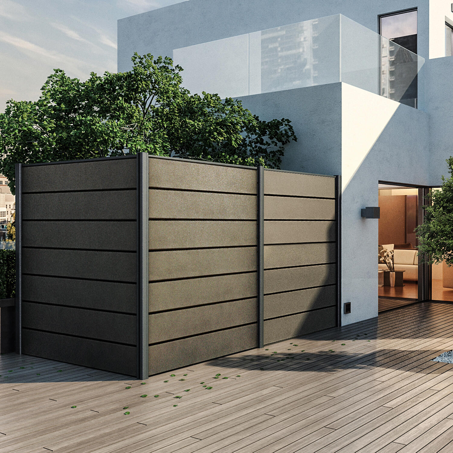 Pannello componibile IRON grigio , 3 pezzi, in alluminio H 176 x L 557 ...