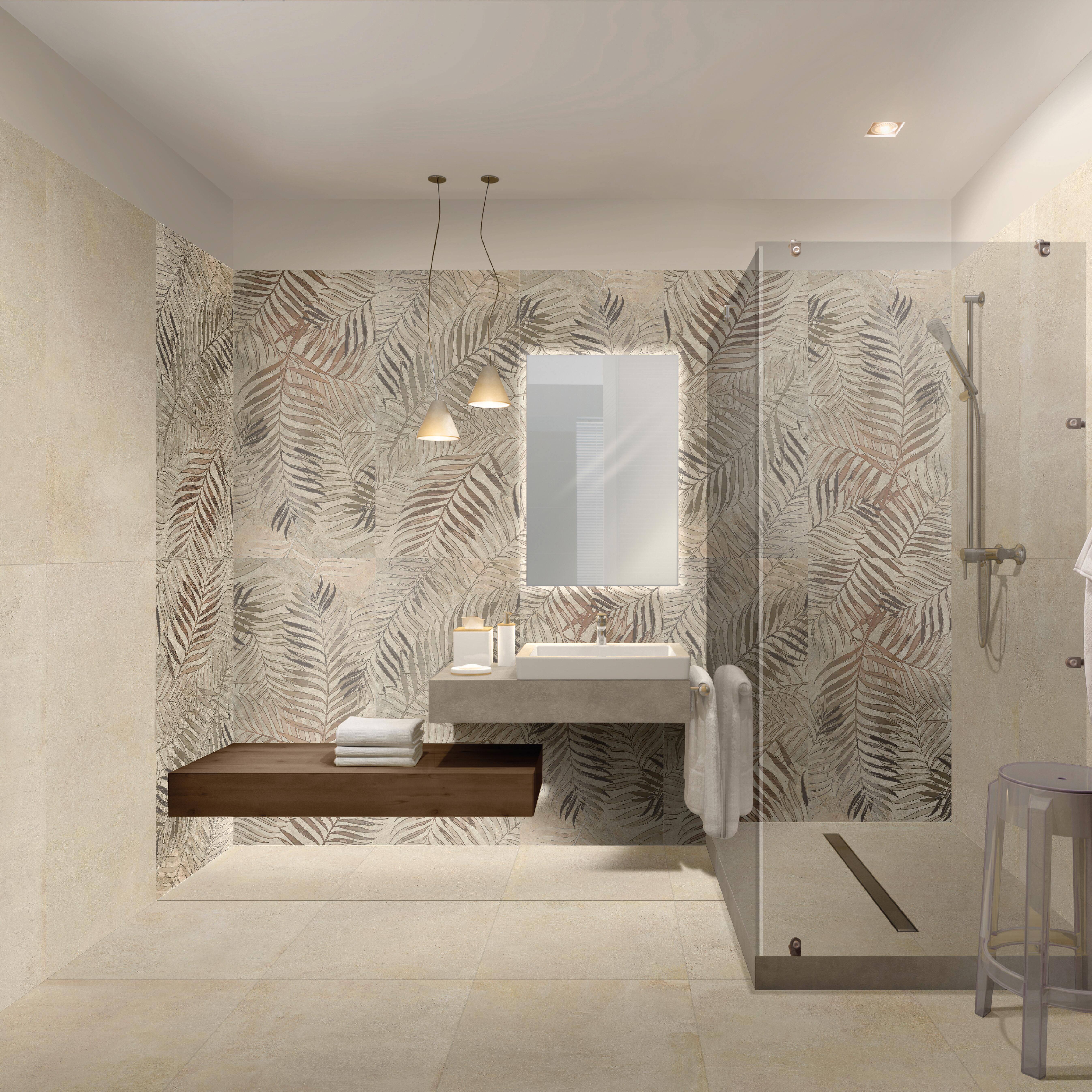 Piastrella da pavimento e rivestimento interno rettificato Felce decoro ...