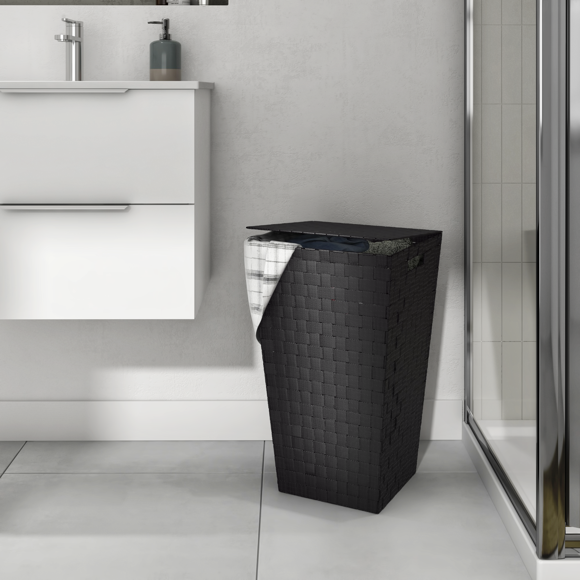 Panier à linge gris foncé l.33 x H.55 x P.33 cm SENSEA | Leroy Merlin