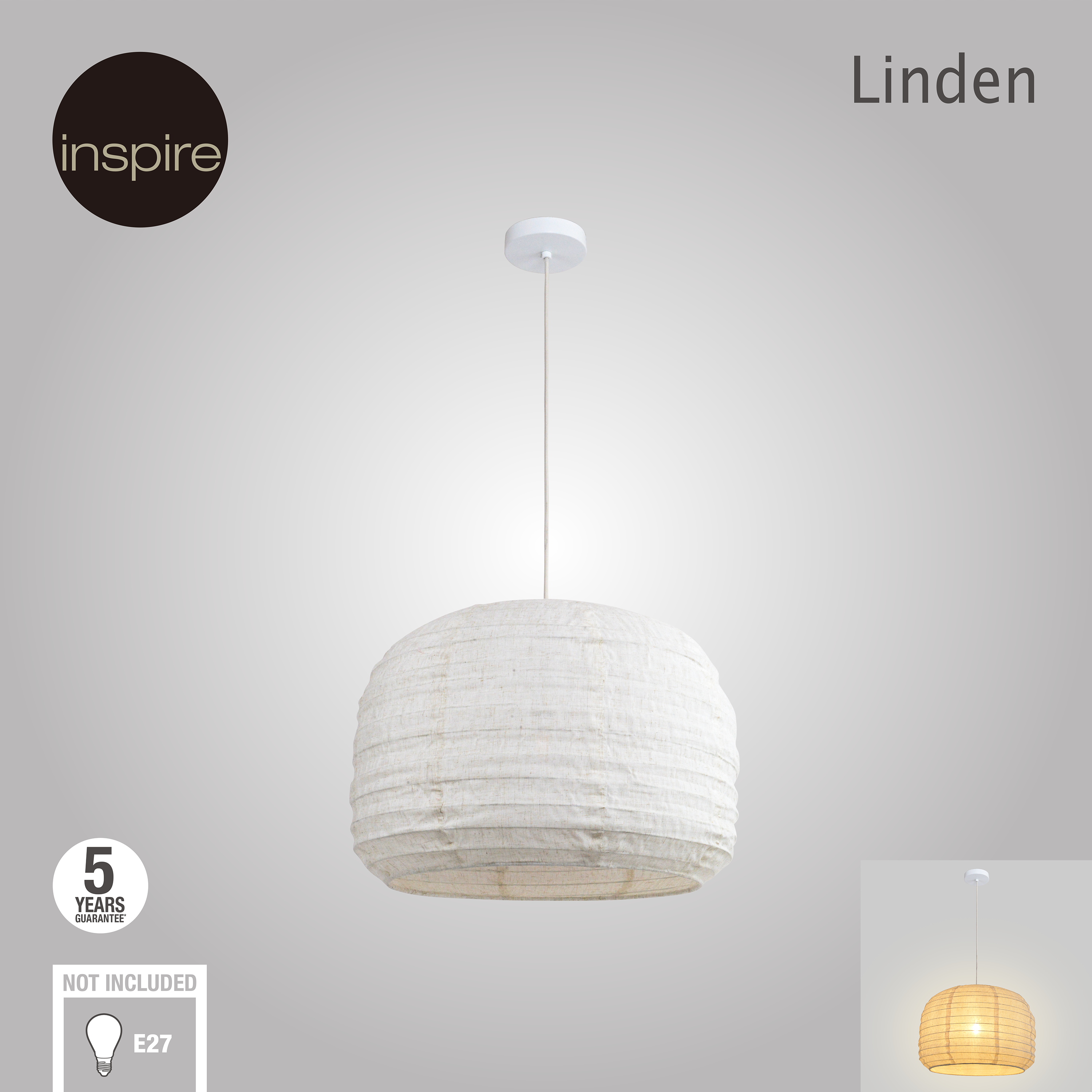 Lampadario Pop Lindon beige paralume beige E27 Ø50cm INSPIRE | Leroy Merlin