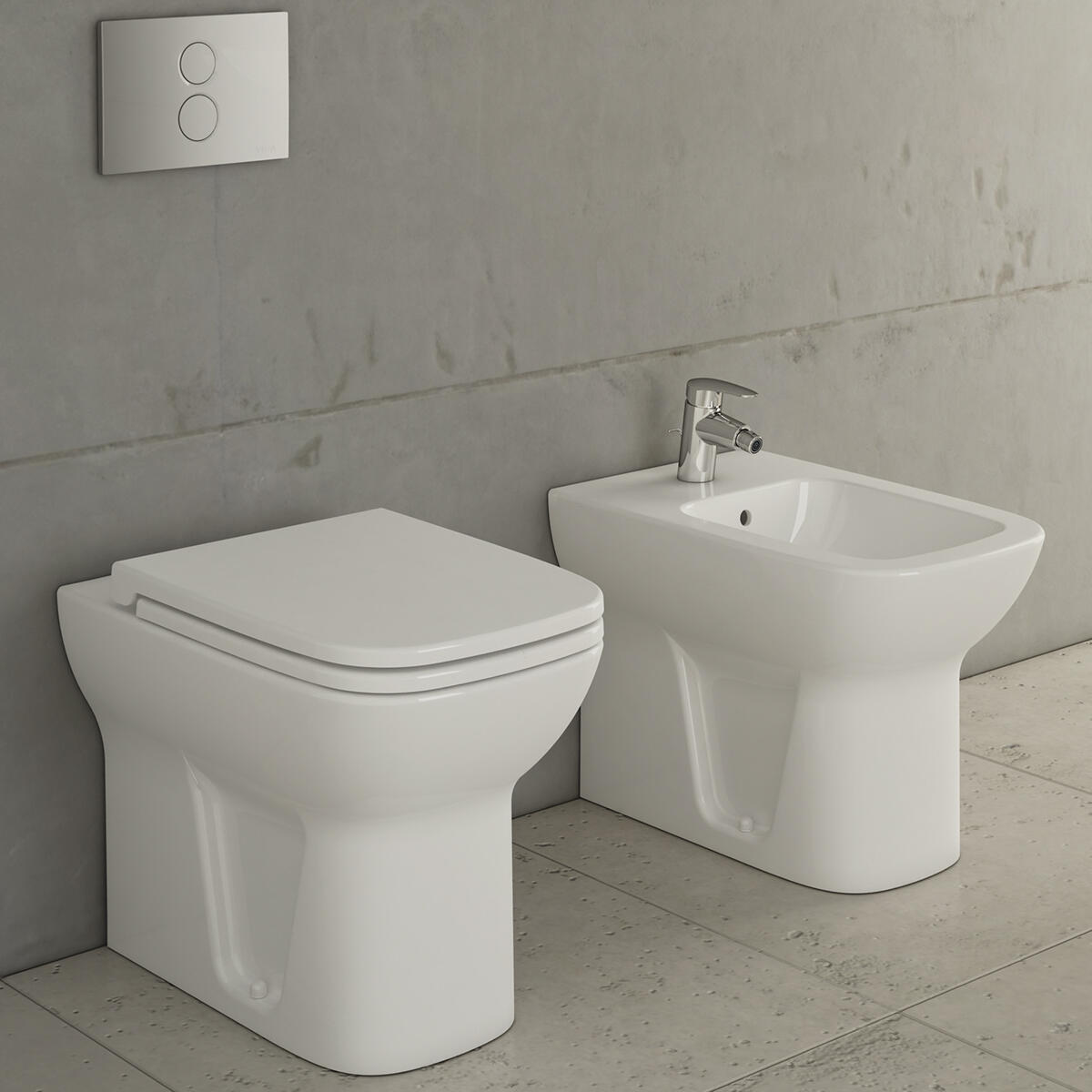 Coppia sanitari scarico a pavimento VITRA S20 bianco lucido WC: P 54 x ...