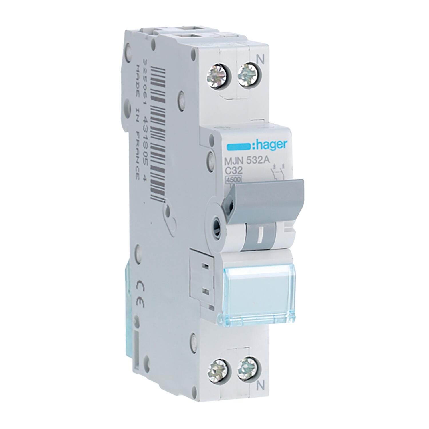 Interruttore magnetotermico HAGER 1P 32A 4.5kA 1M 230V HAGMJN53 | Leroy Merlin