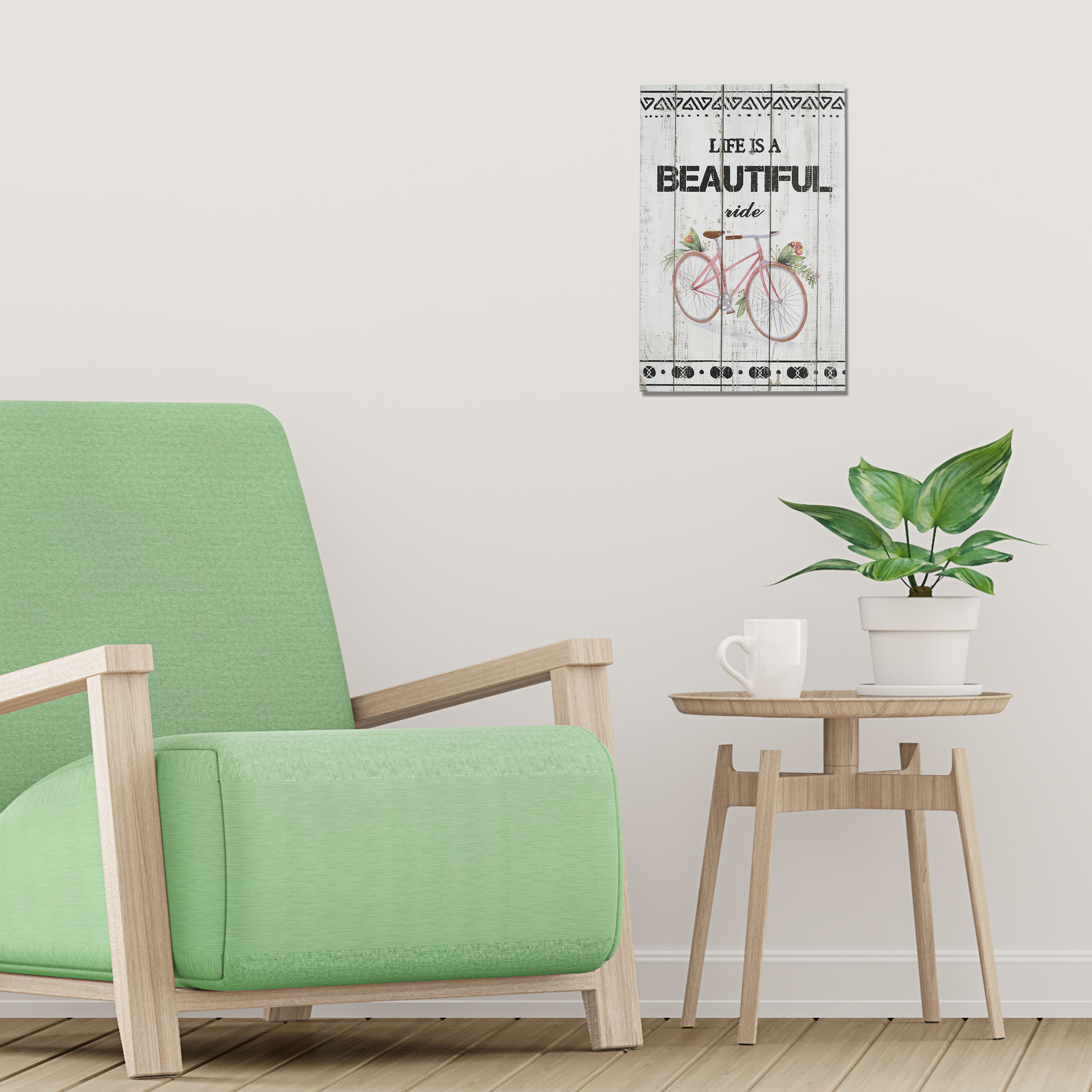 Madera impresa Life Is Beautiful 30 x 20 cm INSPIRE | Leroy Merlin
