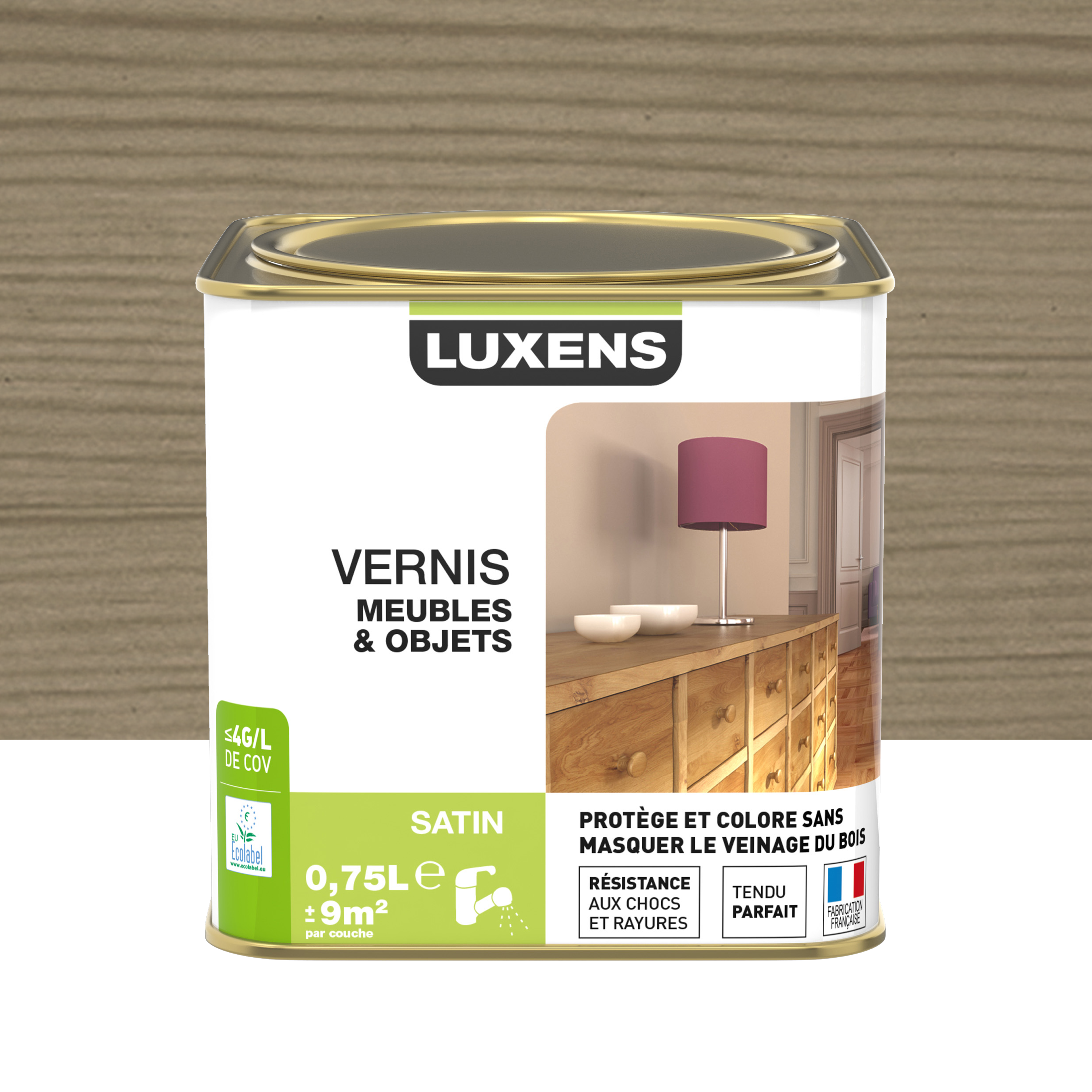 Vernis meuble et objet LUXENS, gris zinc satiné, 0.75l | Leroy Merlin
