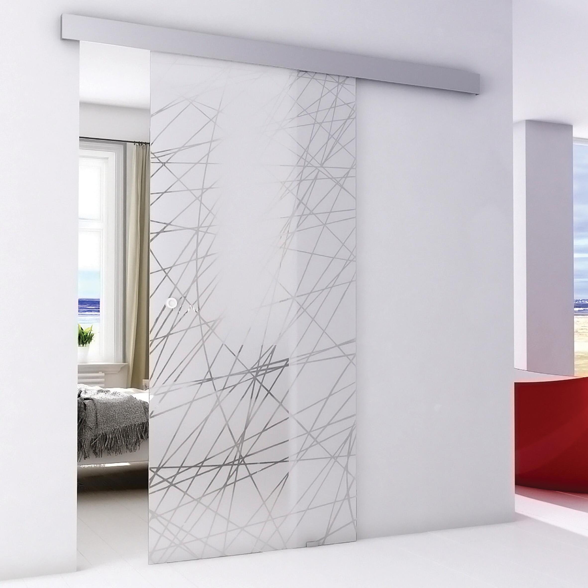 Porta scorrevole Armonia in cristallo, L 86 x H 215 cm, con binario Alu ...