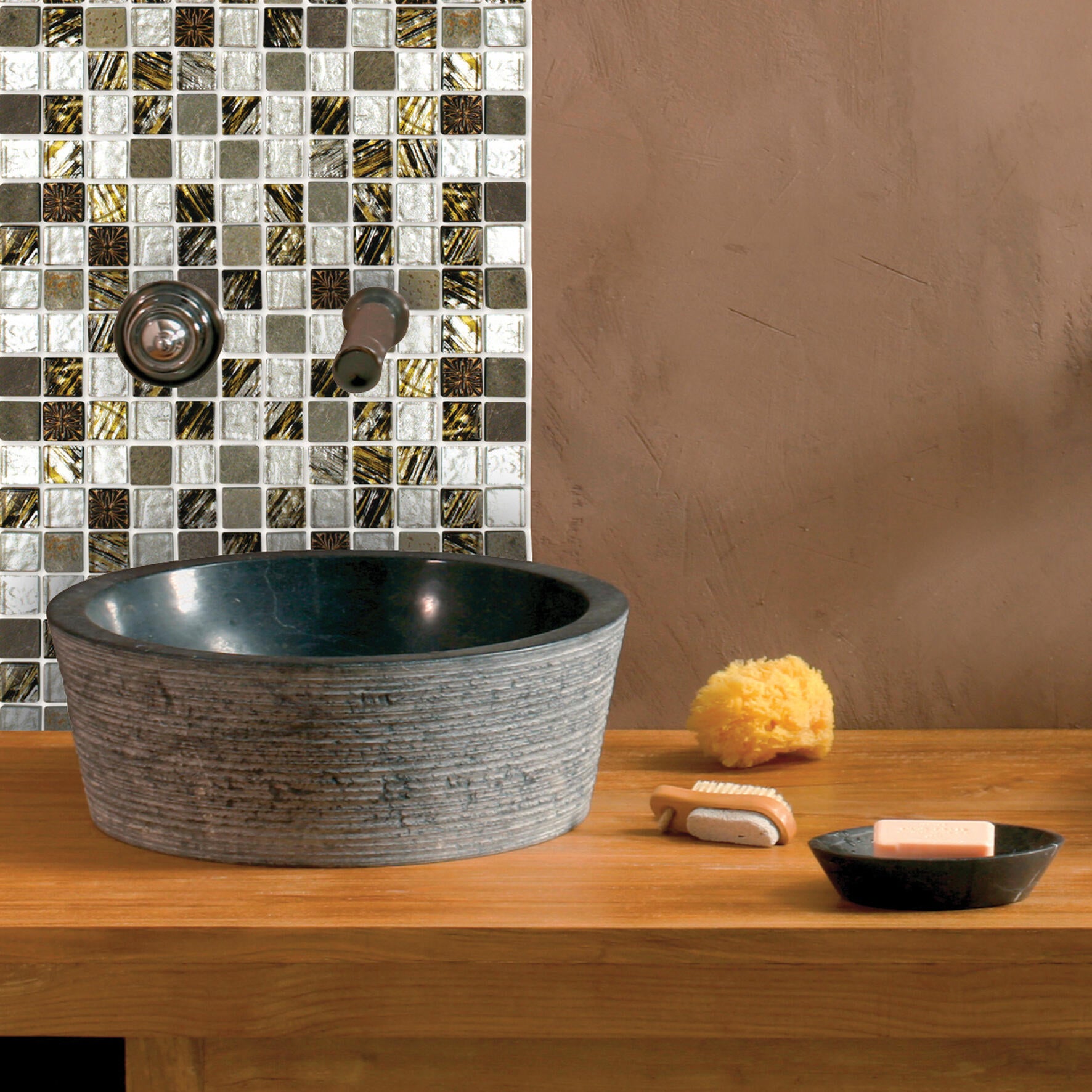 Mosaïque mur Mix pierre multicouleur 30 x 30 cm MAT INTER | Leroy Merlin