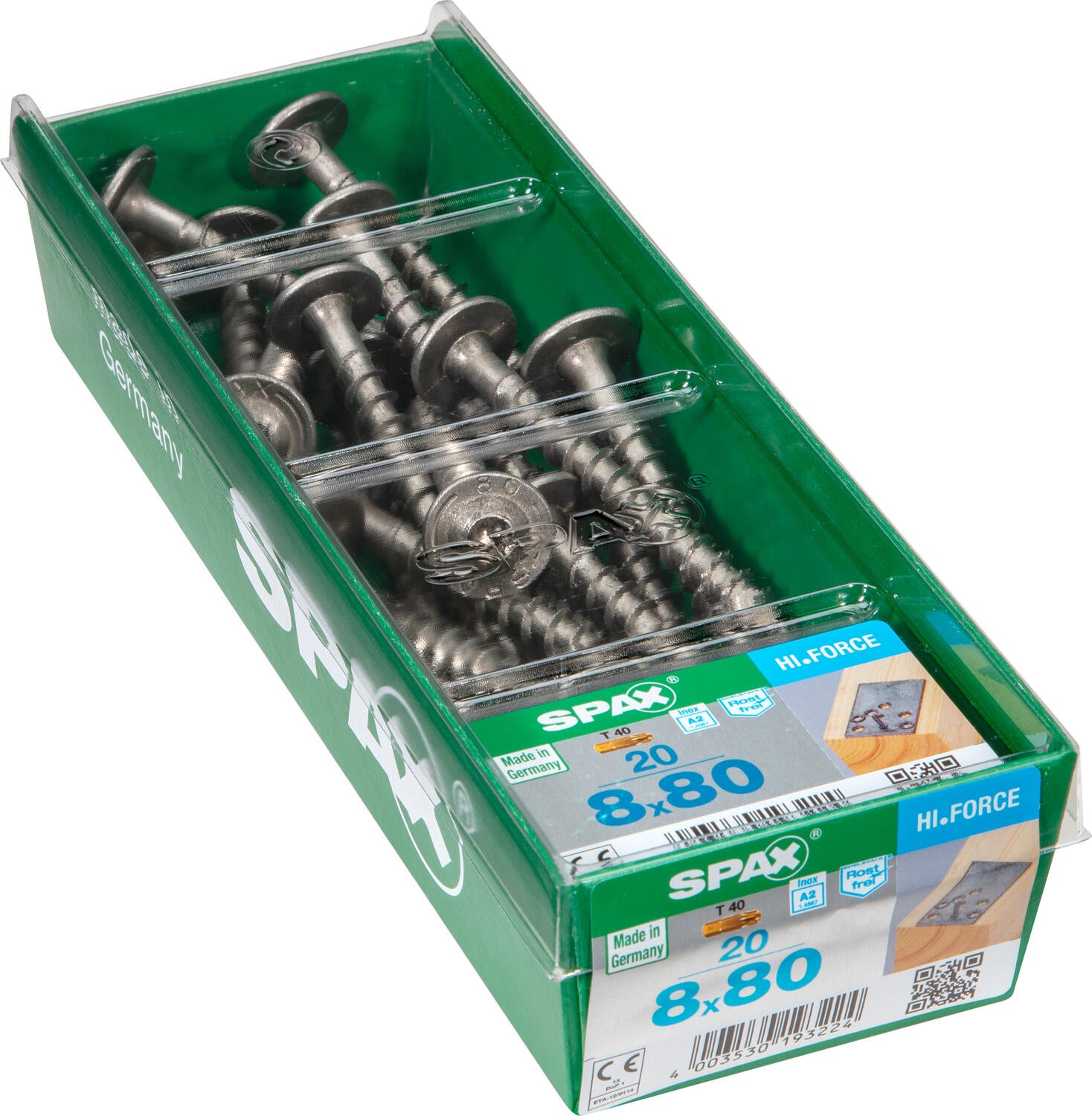 20 vis acier tête de disque extra large t-star+ SPAX, Ø8 x L.80 mm ...