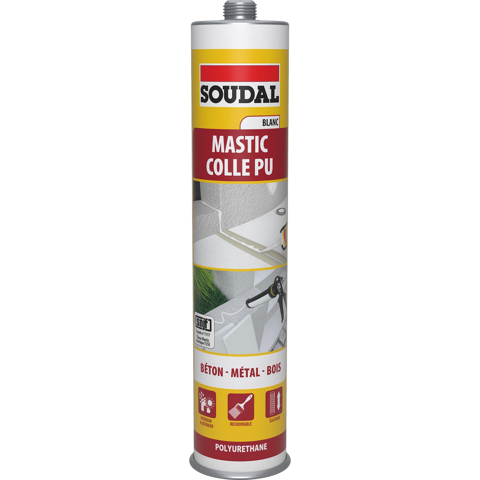 Mastic colle PU blanc 280 ml, blanc SOUDAL | Leroy Merlin