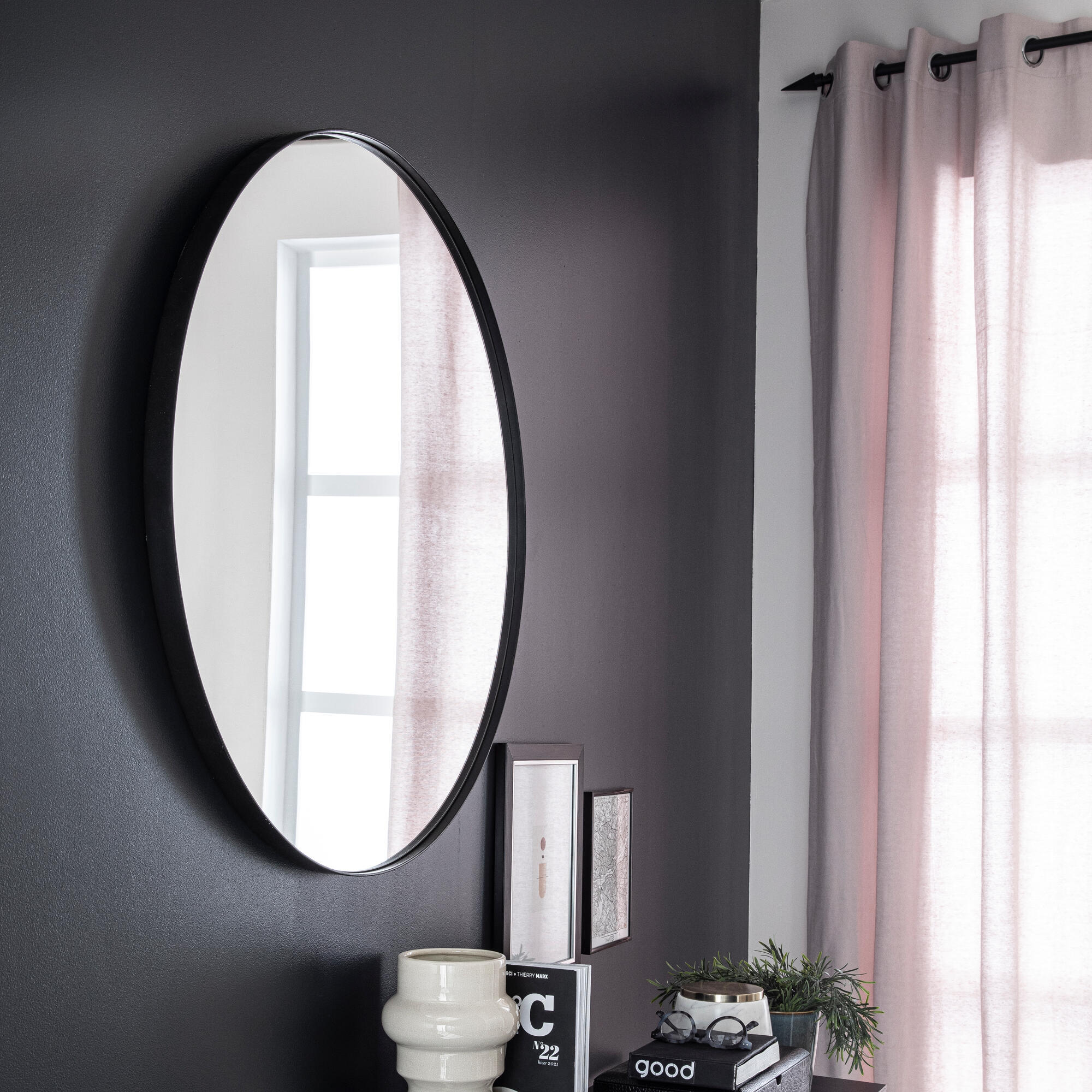 Miroir rond métal noir Focale INSPIRE diam.81 cm | Leroy Merlin