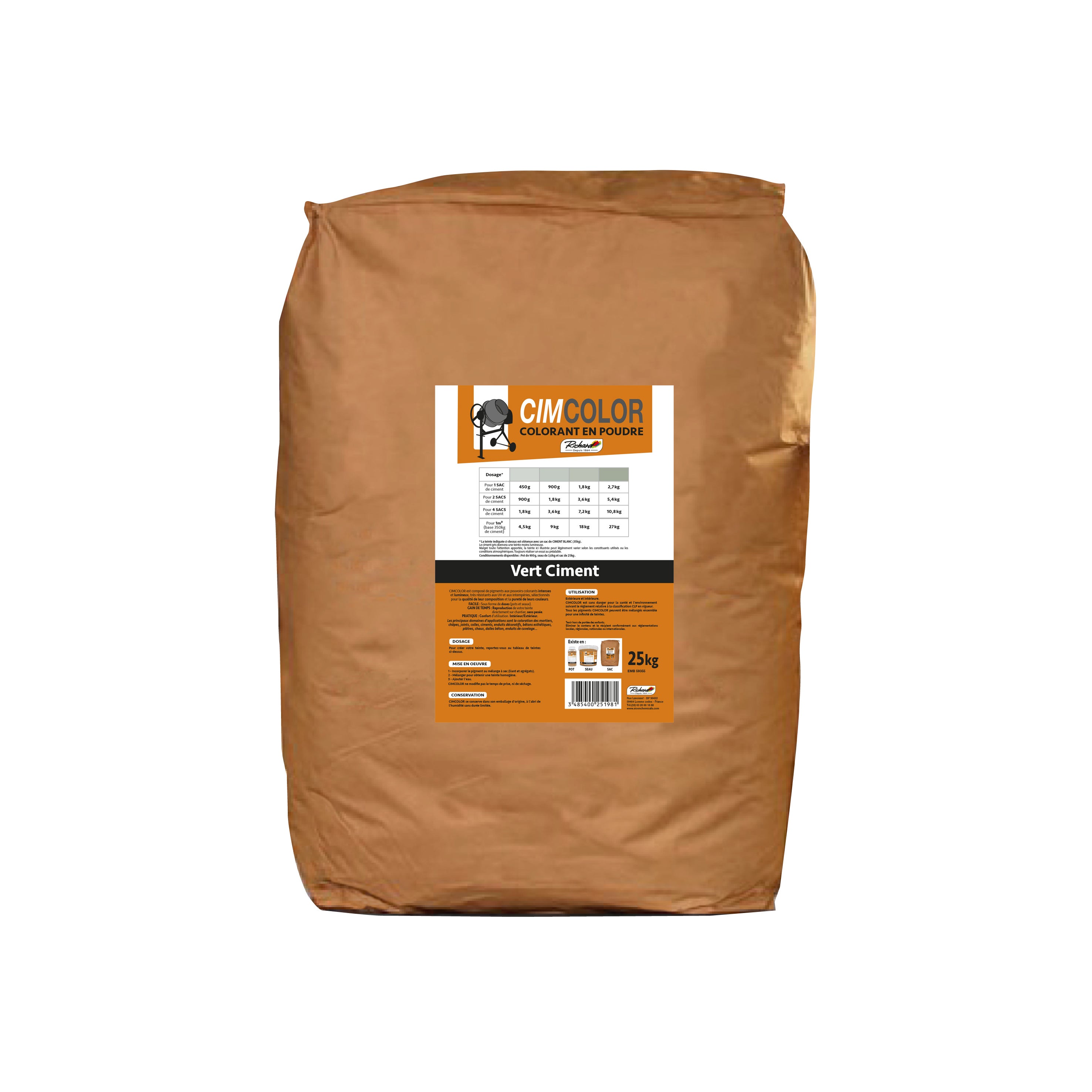 Pigment en poudre Cimcolor vert ciment 25kg | Leroy Merlin