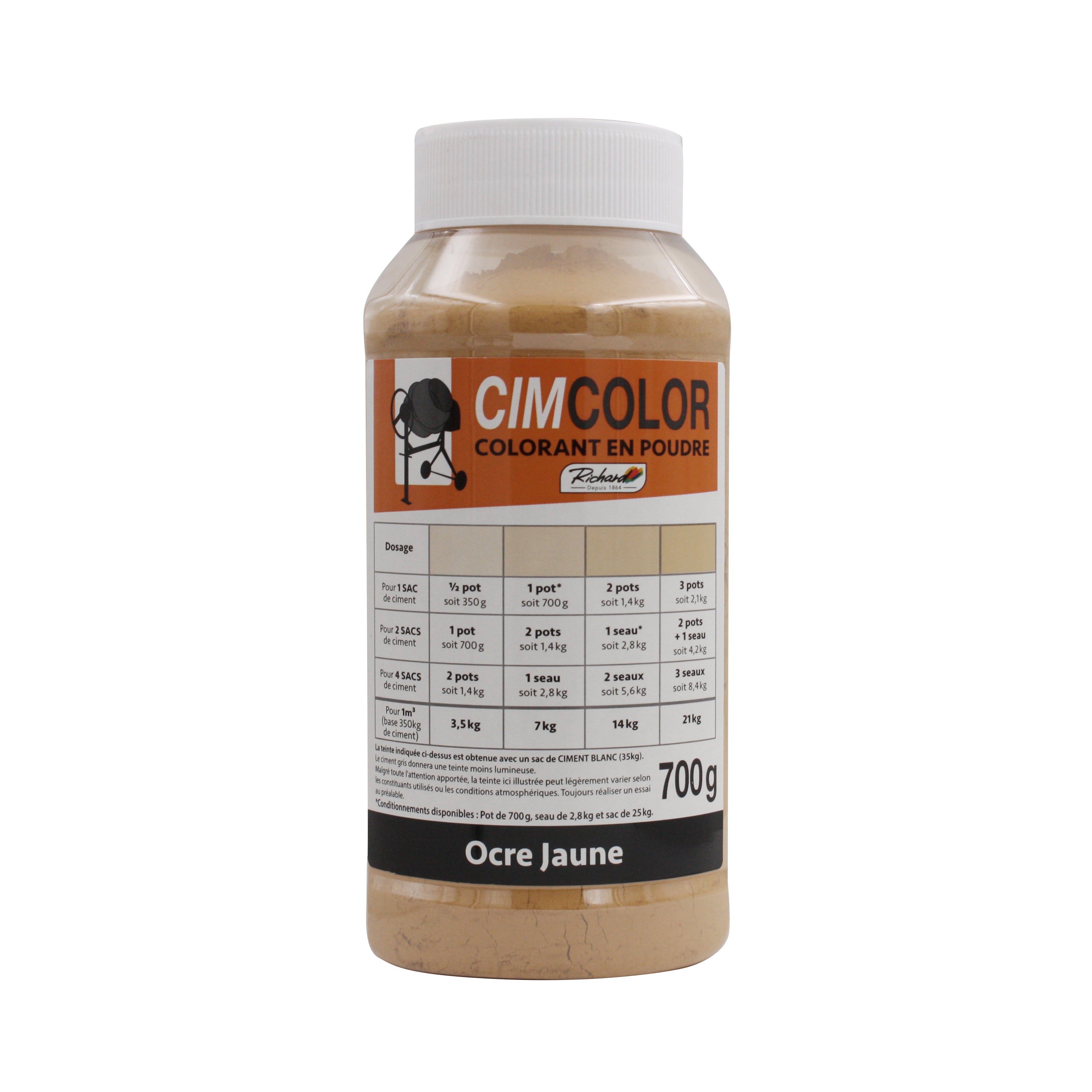 Pigment en poudre Cimcolor ocre jaune 700 gr | Leroy Merlin