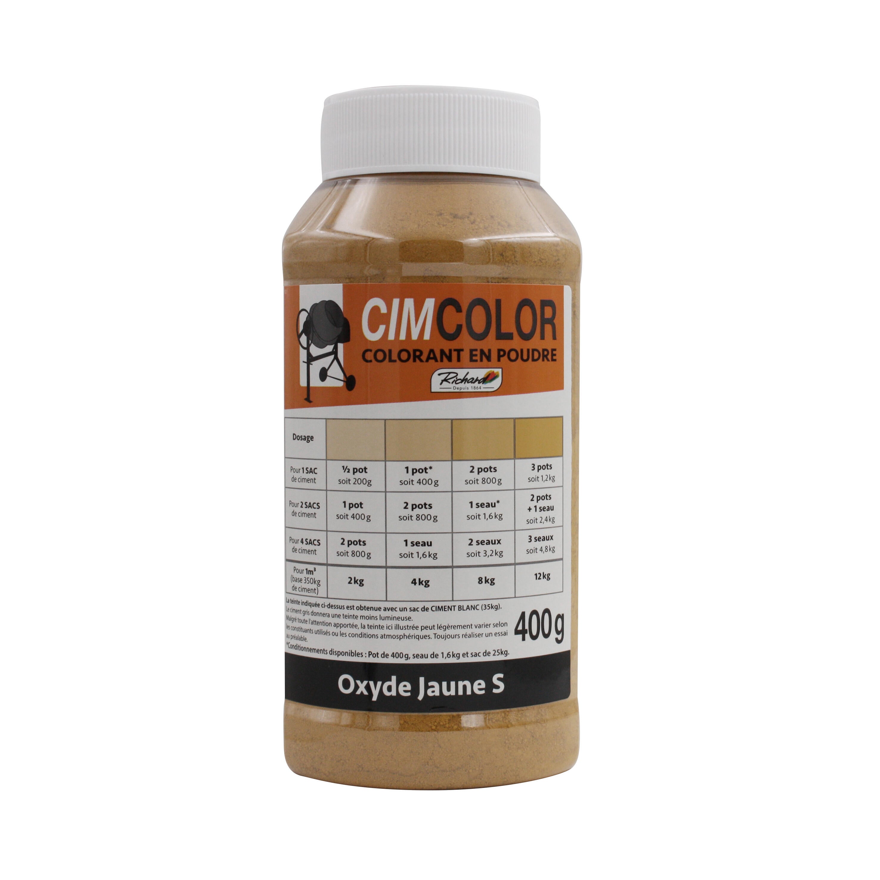 Pigment en poudre Cimcolor oxyde jaune s 400 GR | Leroy Merlin