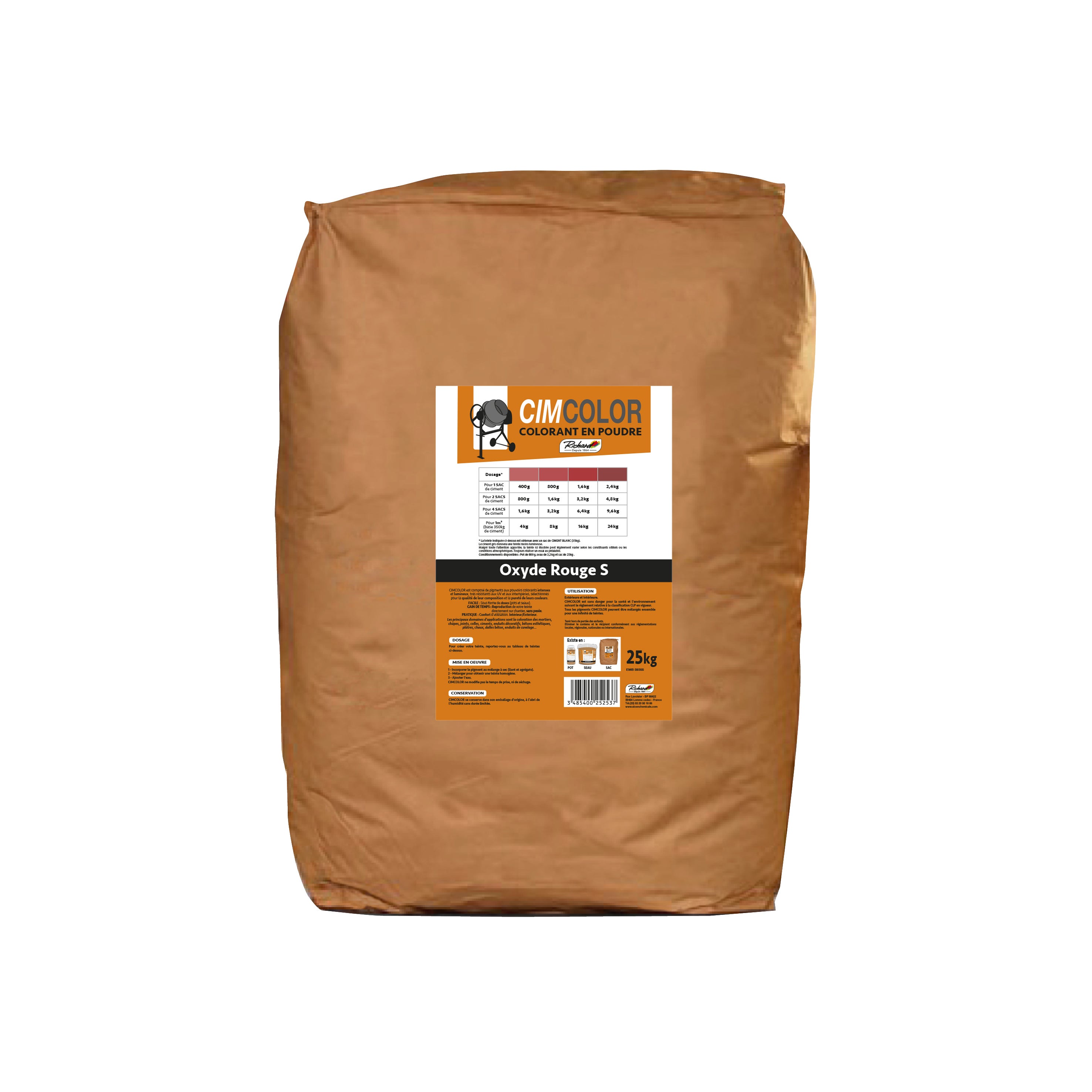Pigment en poudre Cimcolor oxyde rouge s 25kg | Leroy Merlin
