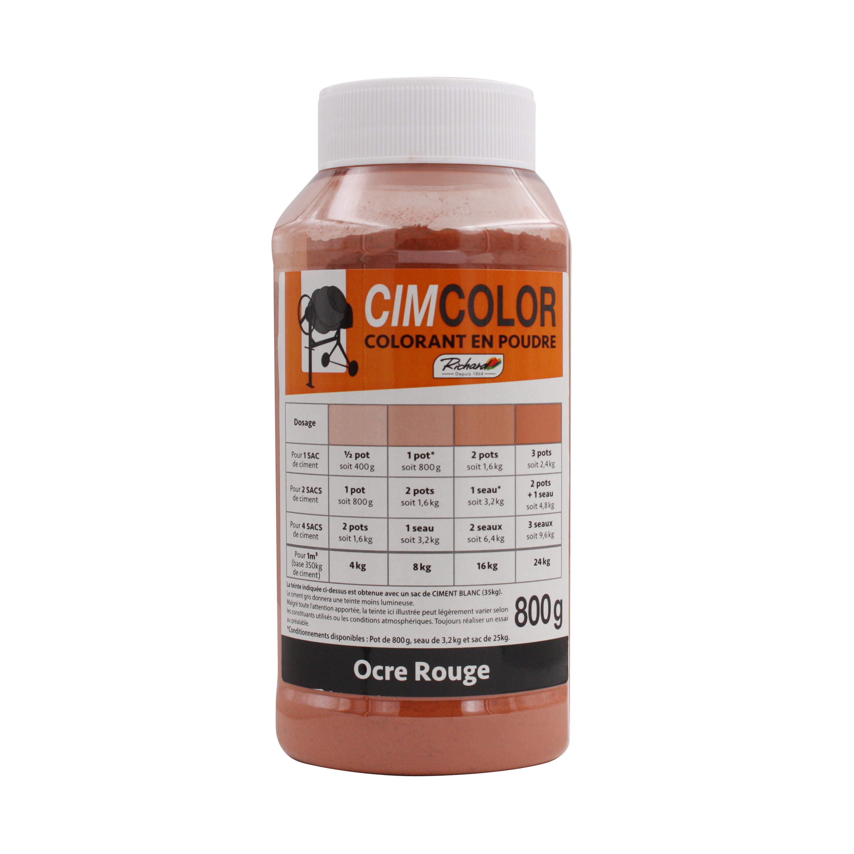 Pigment en poudre Cimcolor ocre rouge 800 GR | Leroy Merlin