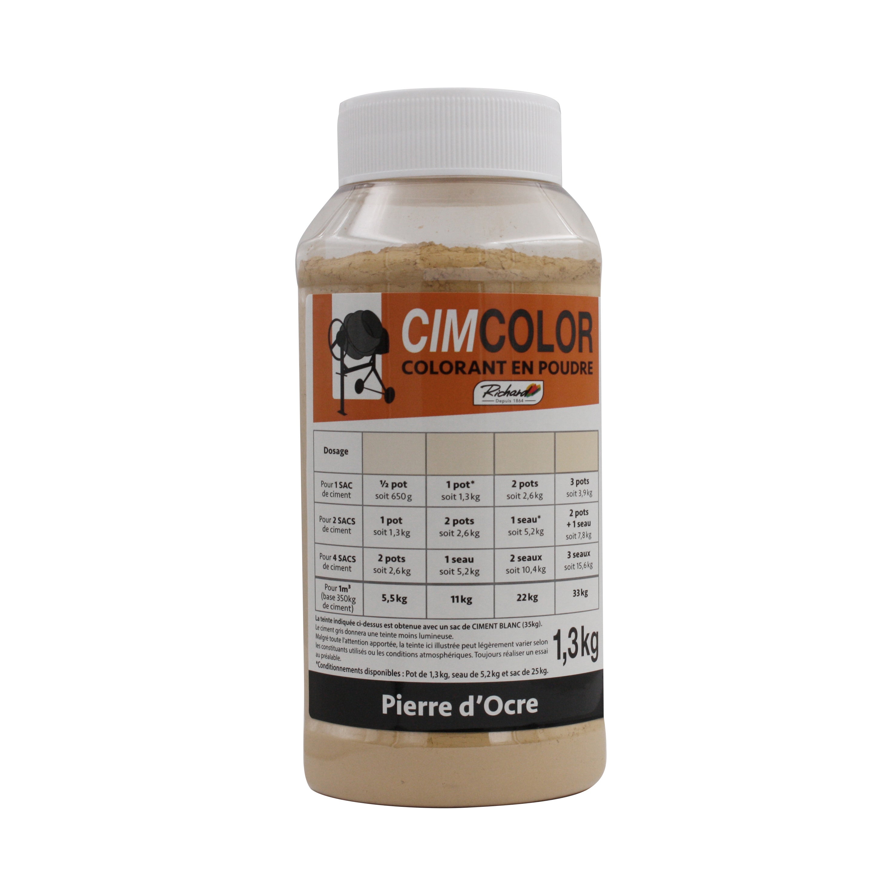 Pigment en poudre Cimcolor pierre d'ocre 1.3 KG | Leroy Merlin