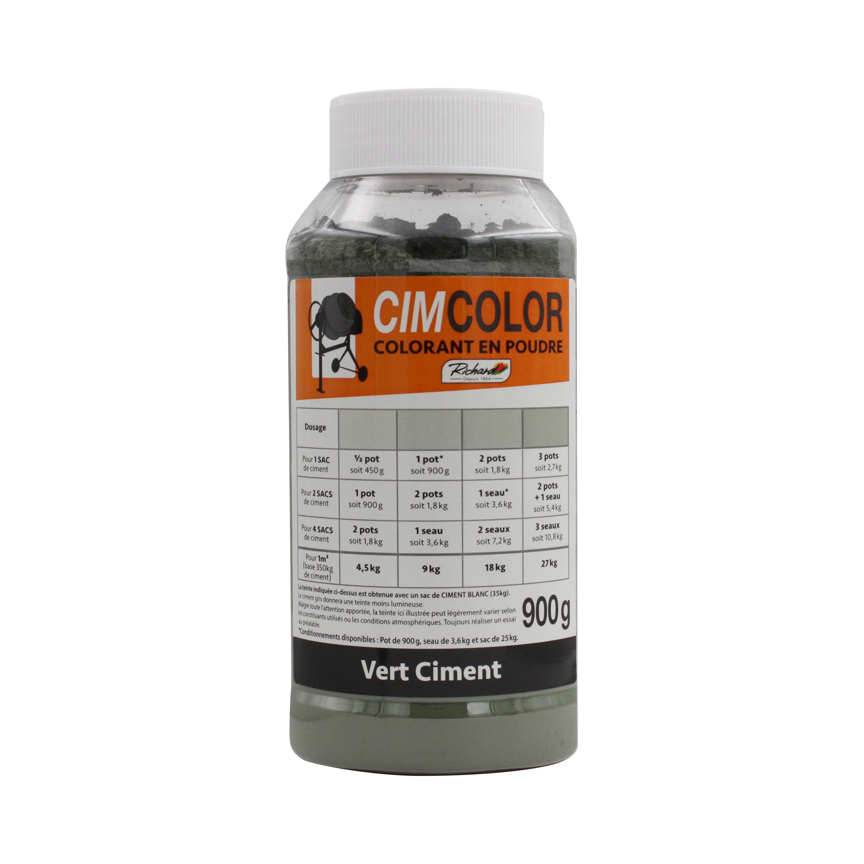 Pigment en poudre Cimcolor vert ciment 900 GR | Leroy Merlin