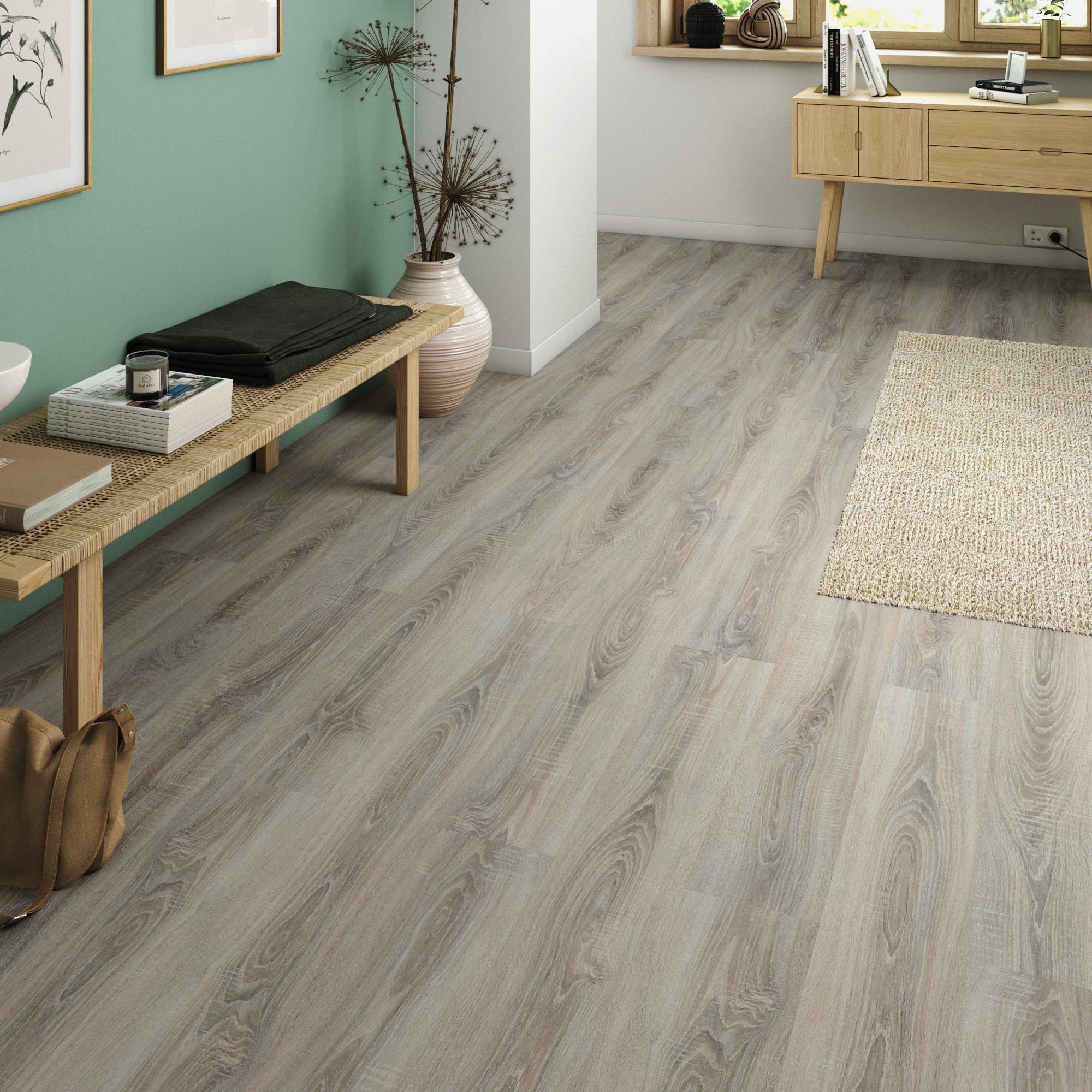 Suelo laminado intenso 8mm Coligny efecto madera gris AC5 BG210 ARTENS ...