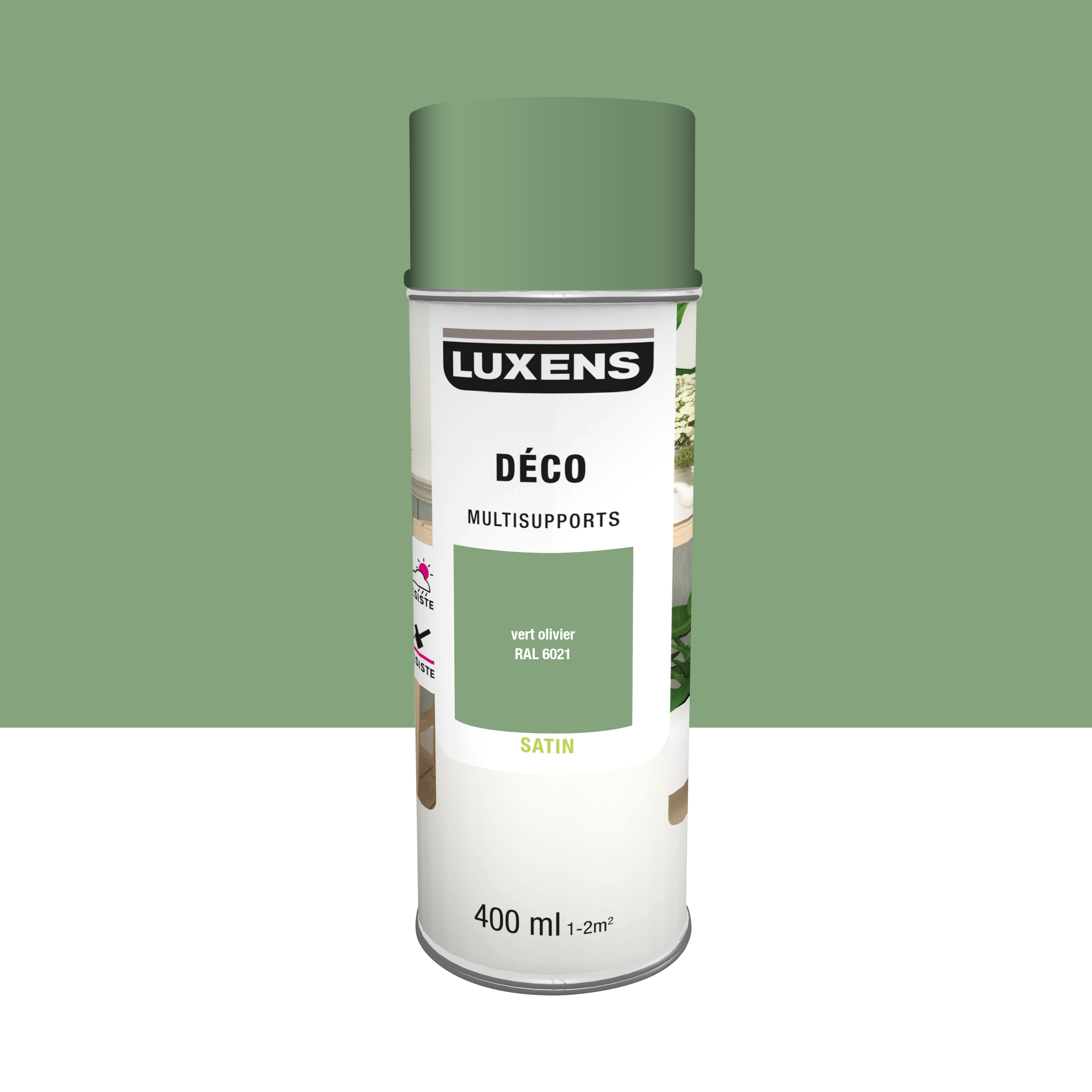 Peinture aérosol Multisupports LUXENS vert olivier ral 6021 satiné 400 ...