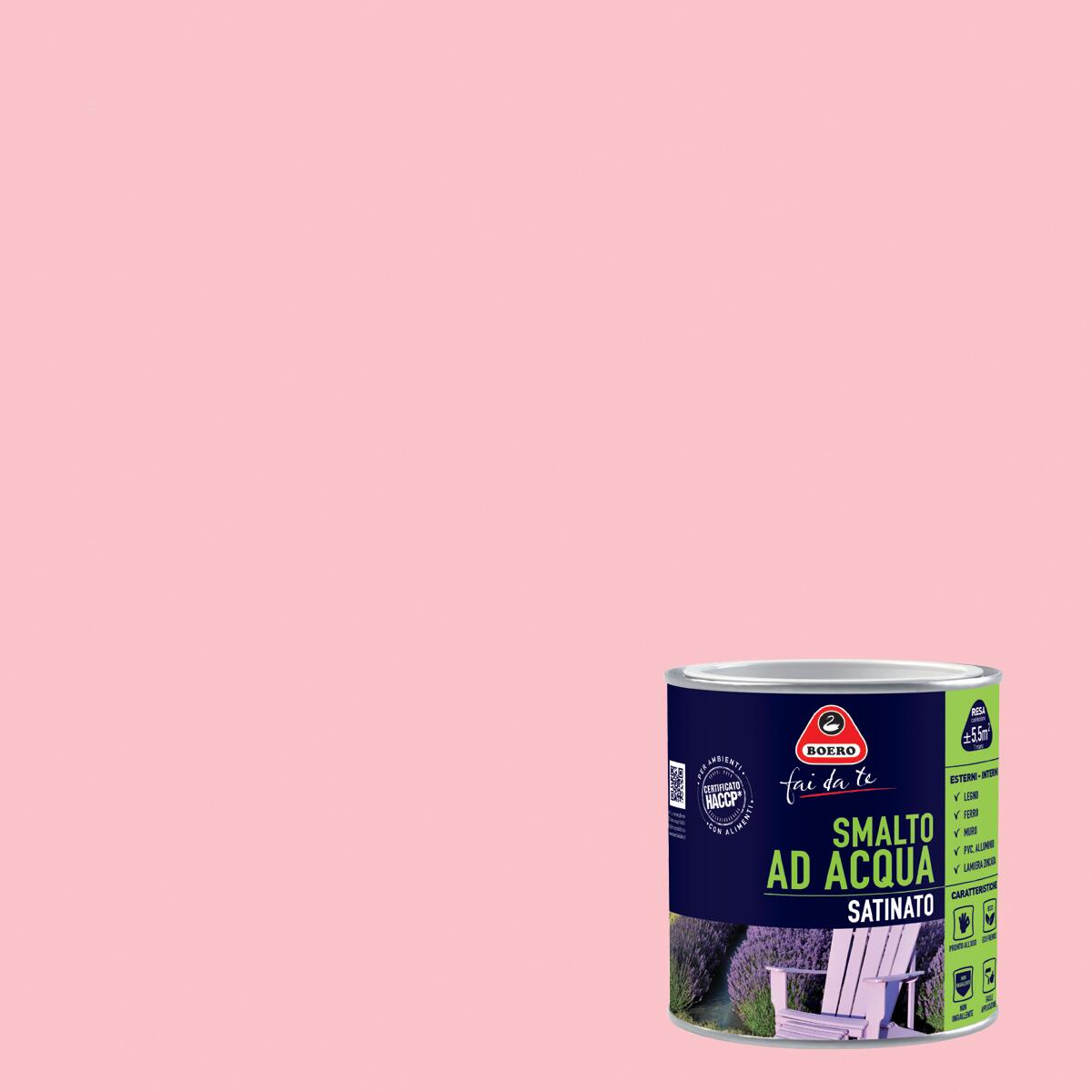 Vernice da esterno BOERO FAI DA TE rosa baby satinato, 0.5 l | Leroy Merlin