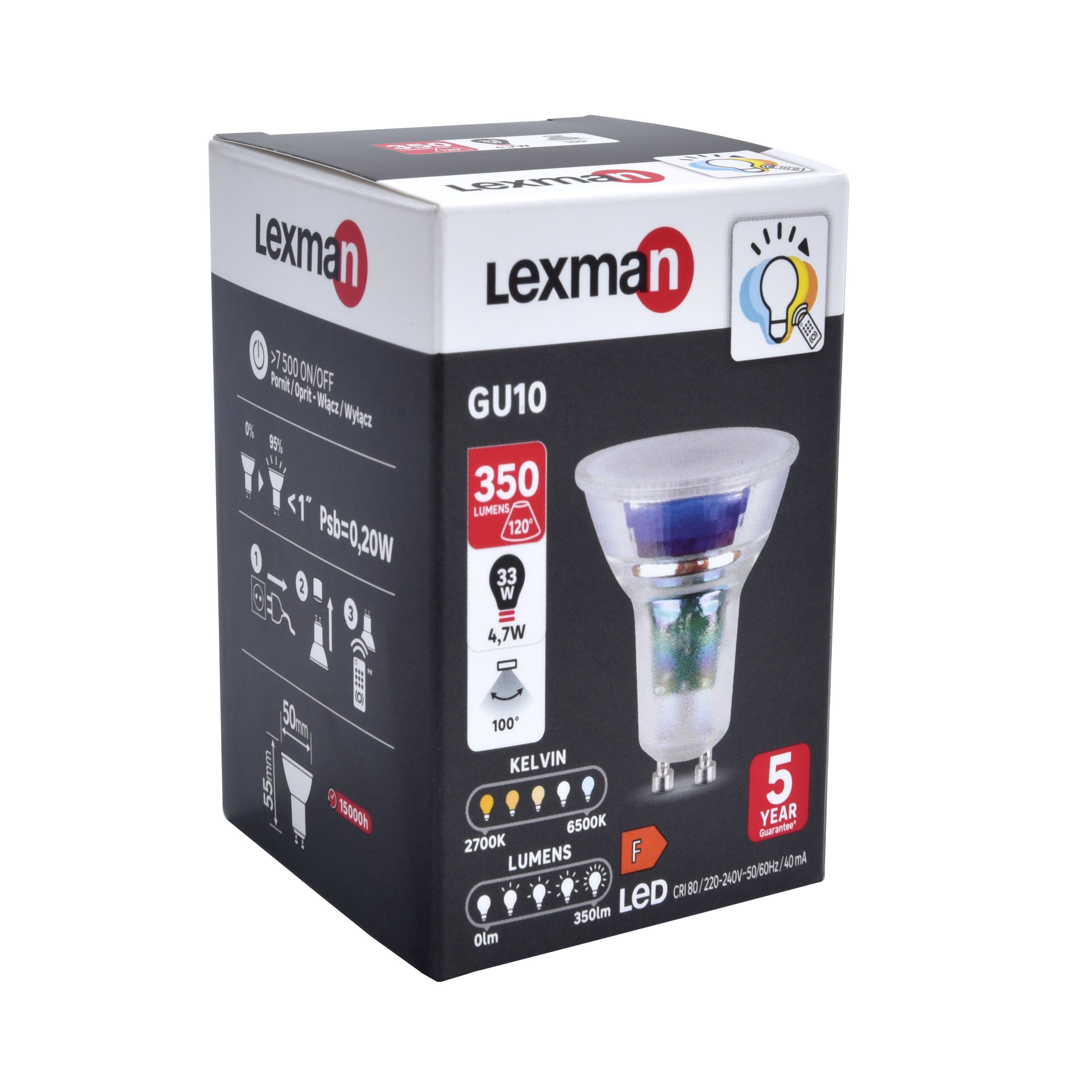 Ampoule led Universelle, réflecteur GU10, blancs & intensité variables ...