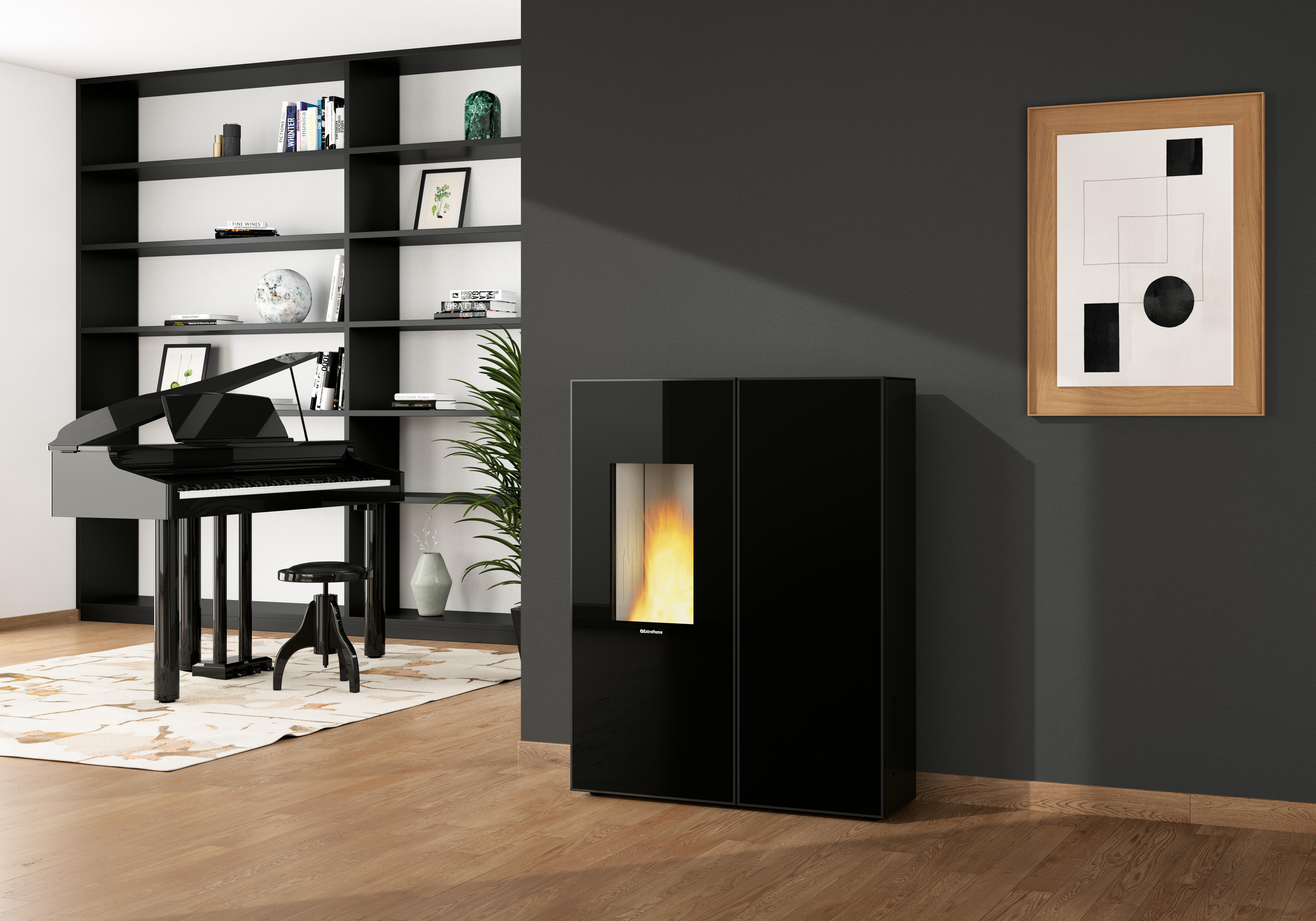 Poêle à granulés EXTRAFLAME Sharon Plus noir 10kW | Leroy Merlin